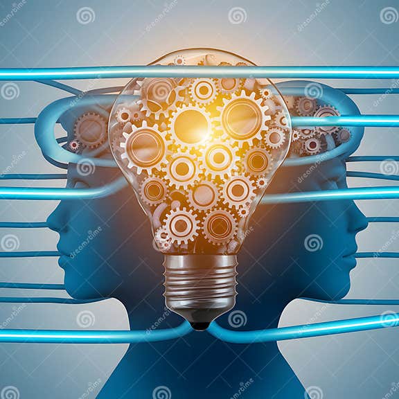 Unity Shown through Connected Minds and Gear-filled Light Bulbs on ...