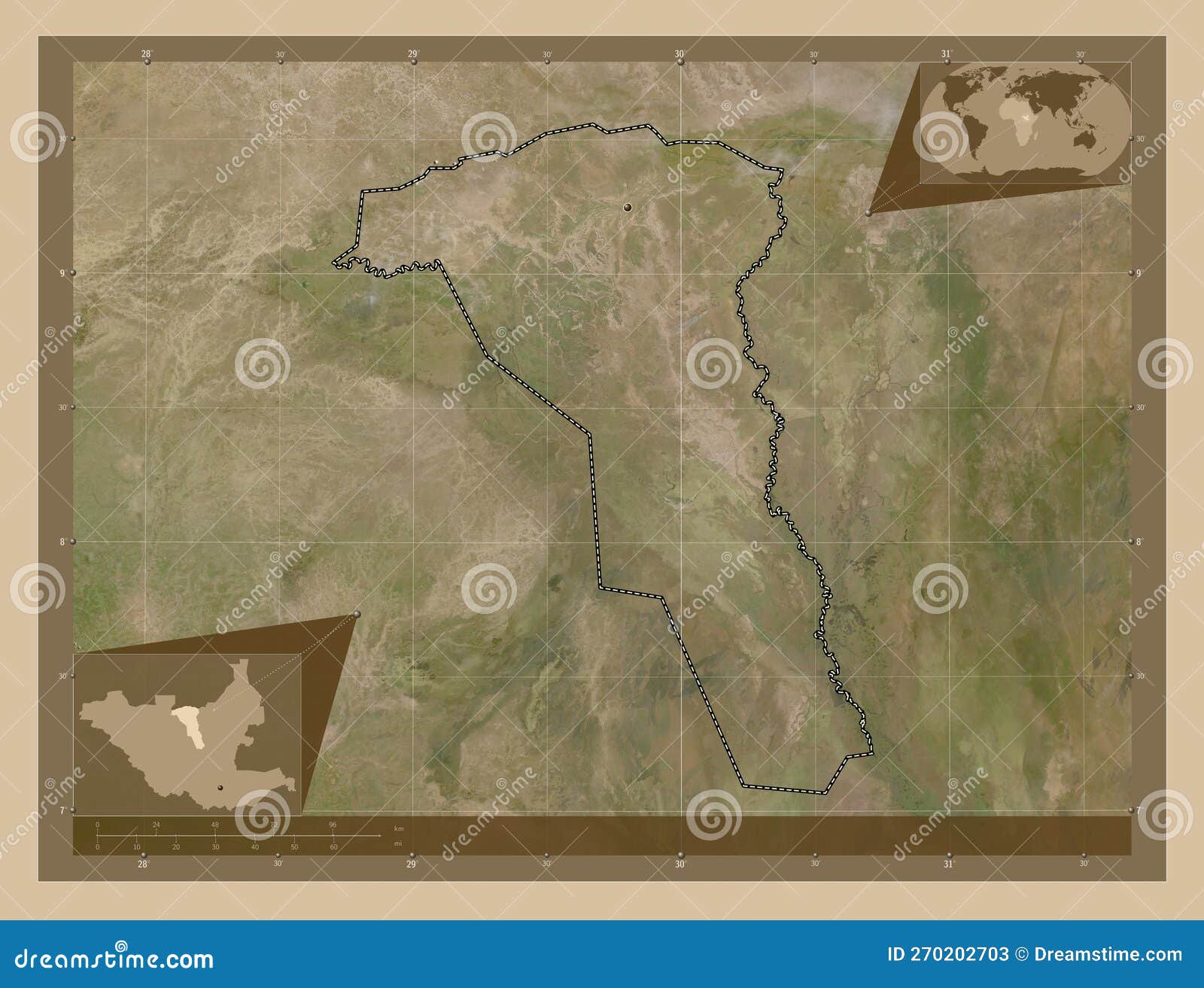 Unity, South Sudan. Low-res Satellite. Capital Stock Illustration ...