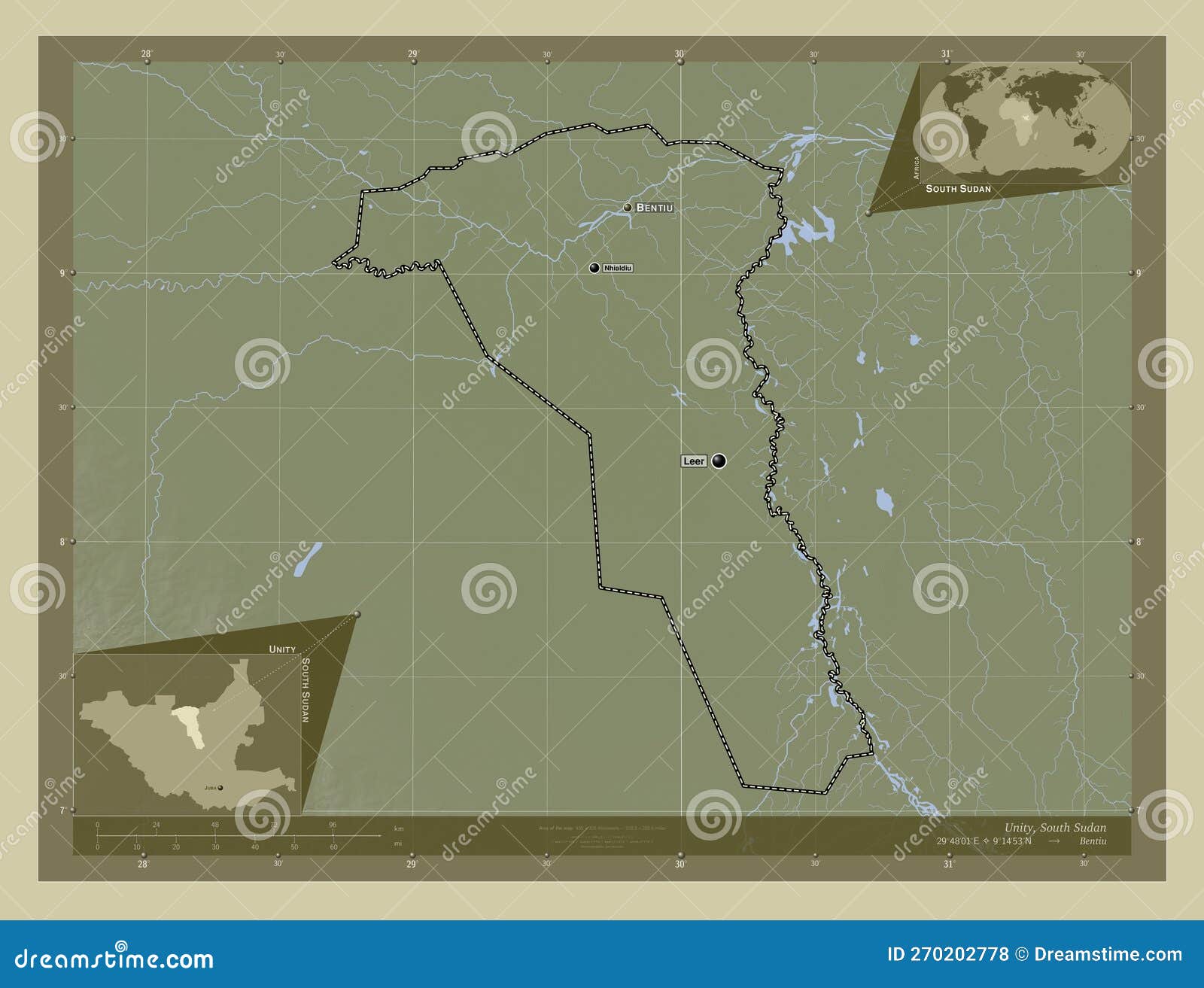 Unity, South Sudan. Wiki. Labelled Points of Cities Stock Illustration ...