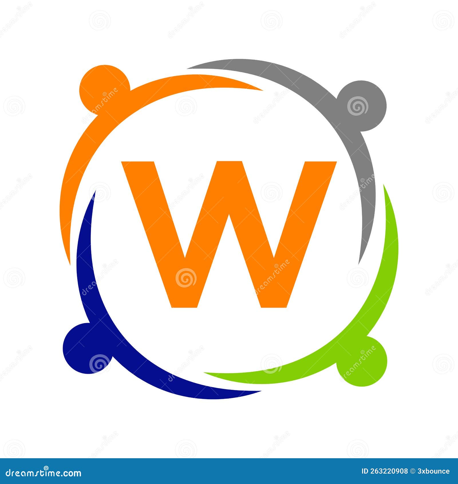 Unity Team Work Logo Design with W Letter Template. Charity Logo ...