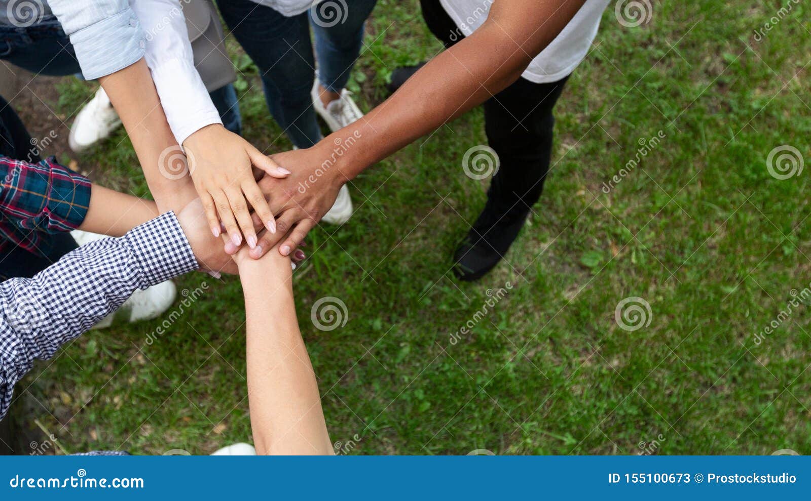 Unity and Teamwork. College Students Putting Hands Together Stock Image ...