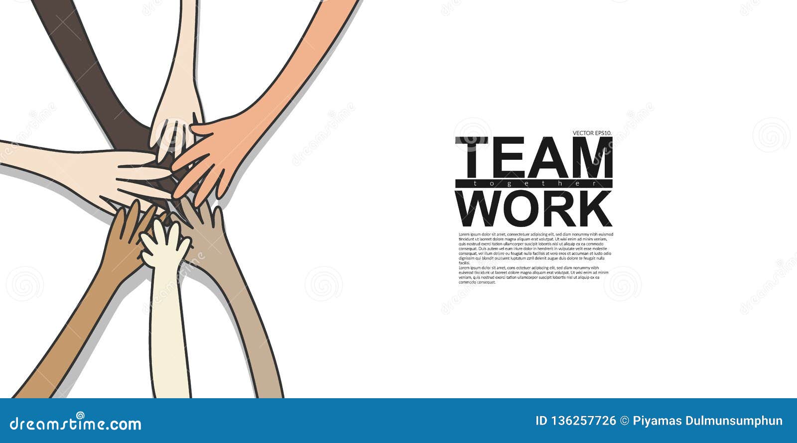 Unity And Teamwork Concept. Young Multi Nationality People Putting ...