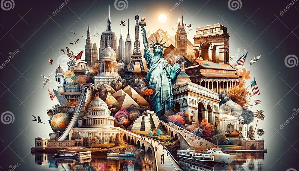 Unity Tower: AI Generated Concept of World Monuments Blended into ...