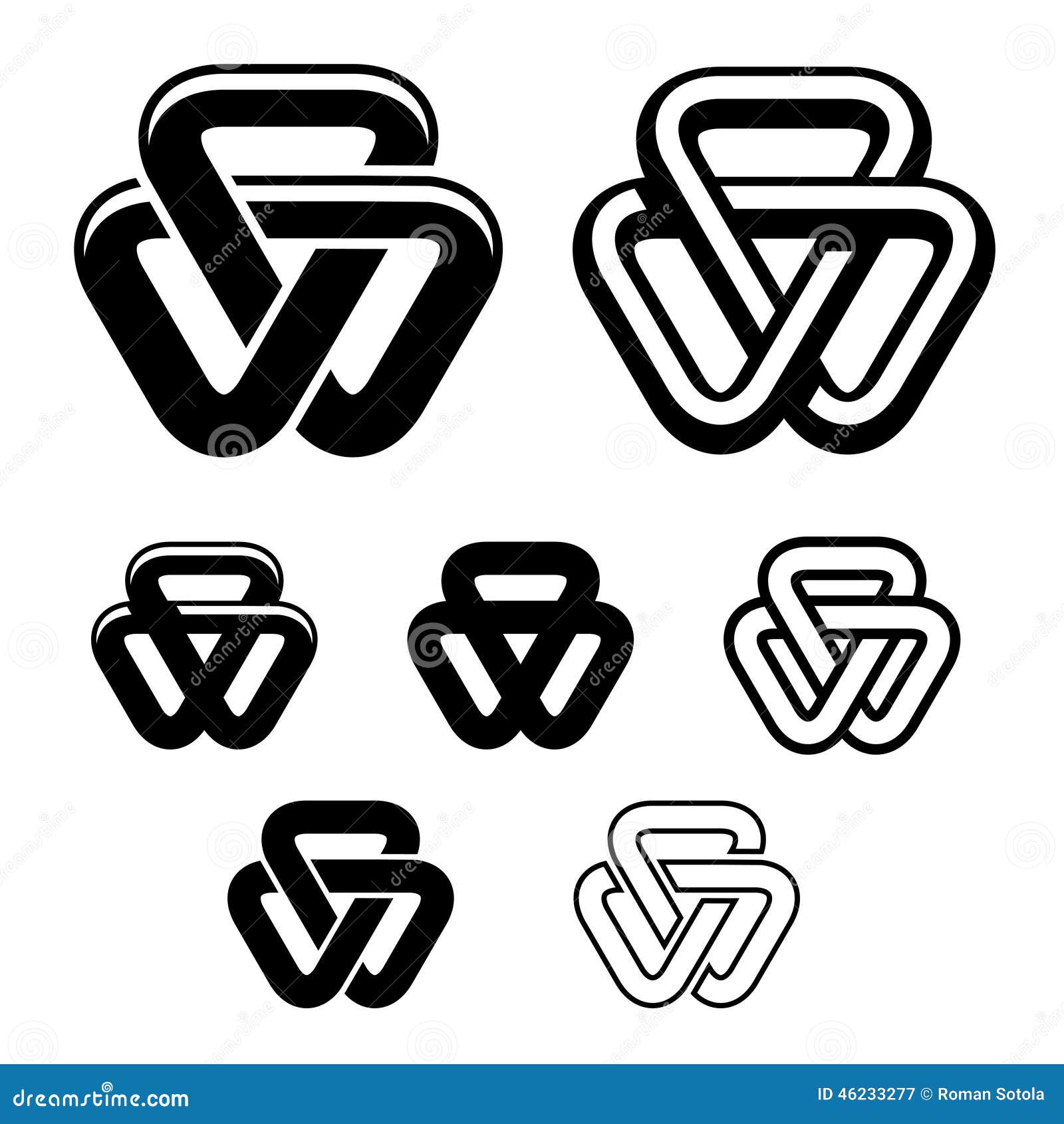 Unity Triangle Black White Symbols Stock Vector - Illustration of ...
