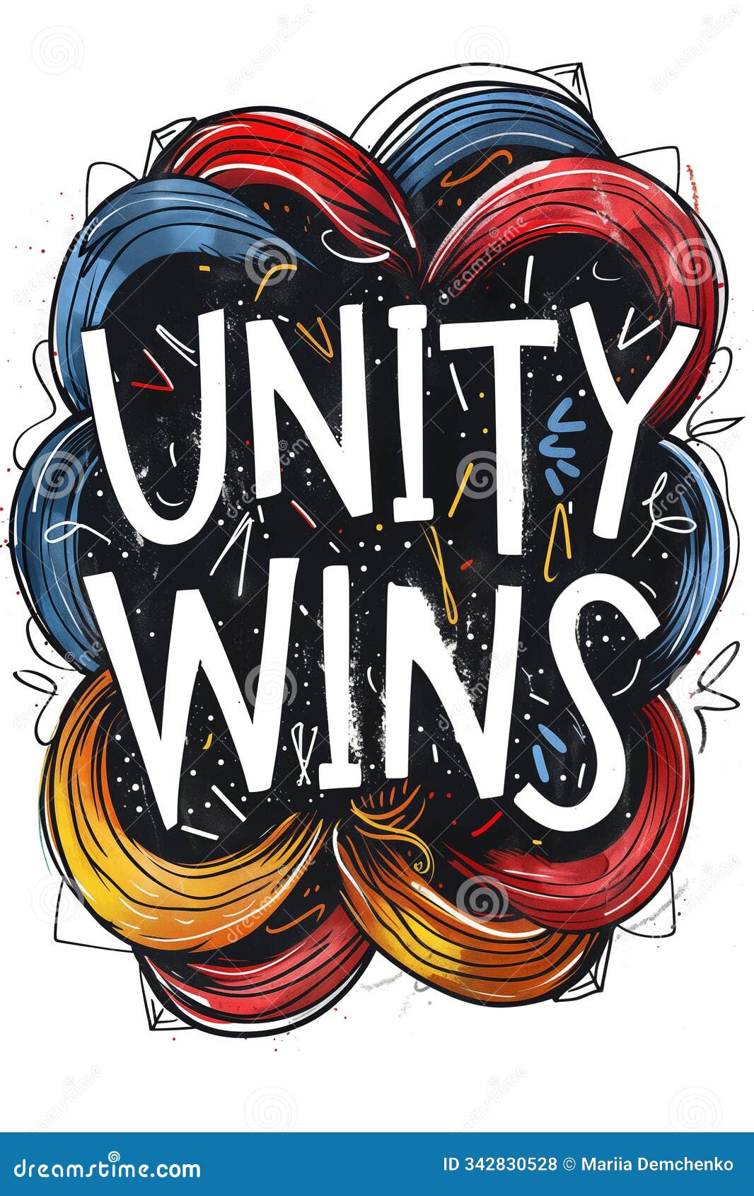 Unity Wins Message with Hand-drawn Colorful Typography and Abstract ...