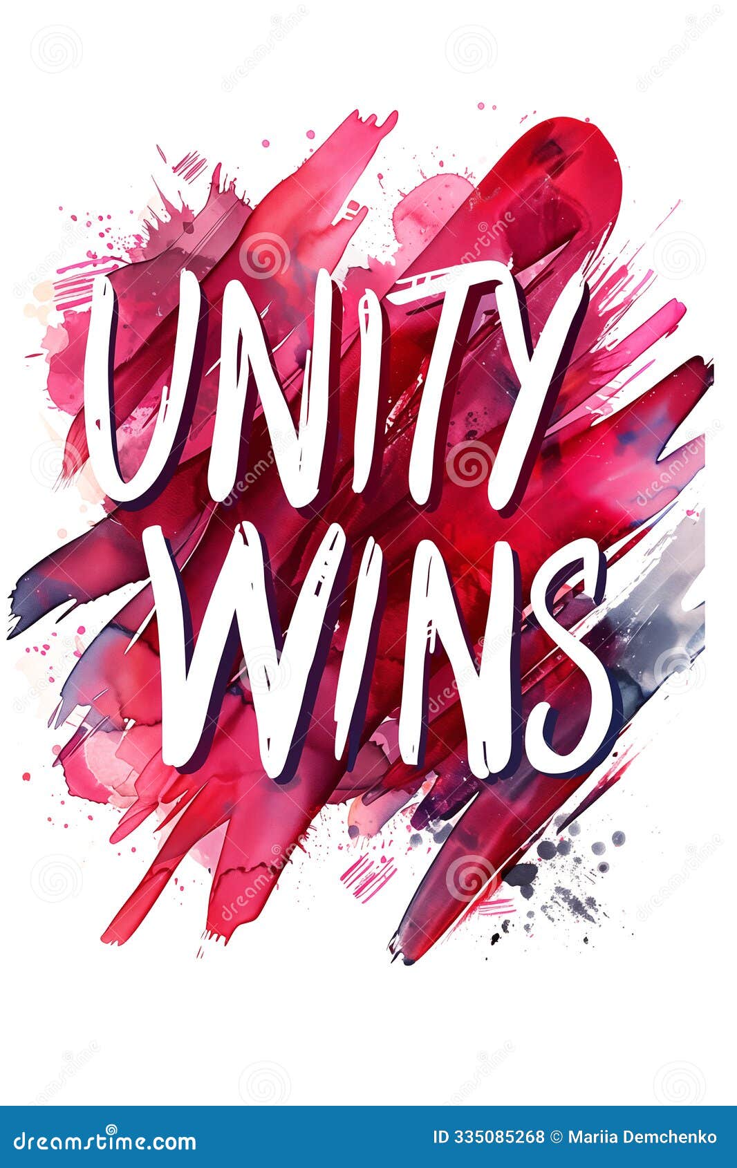 Unity Wins Text on Abstract Red Background with Brush Strokes Stock ...