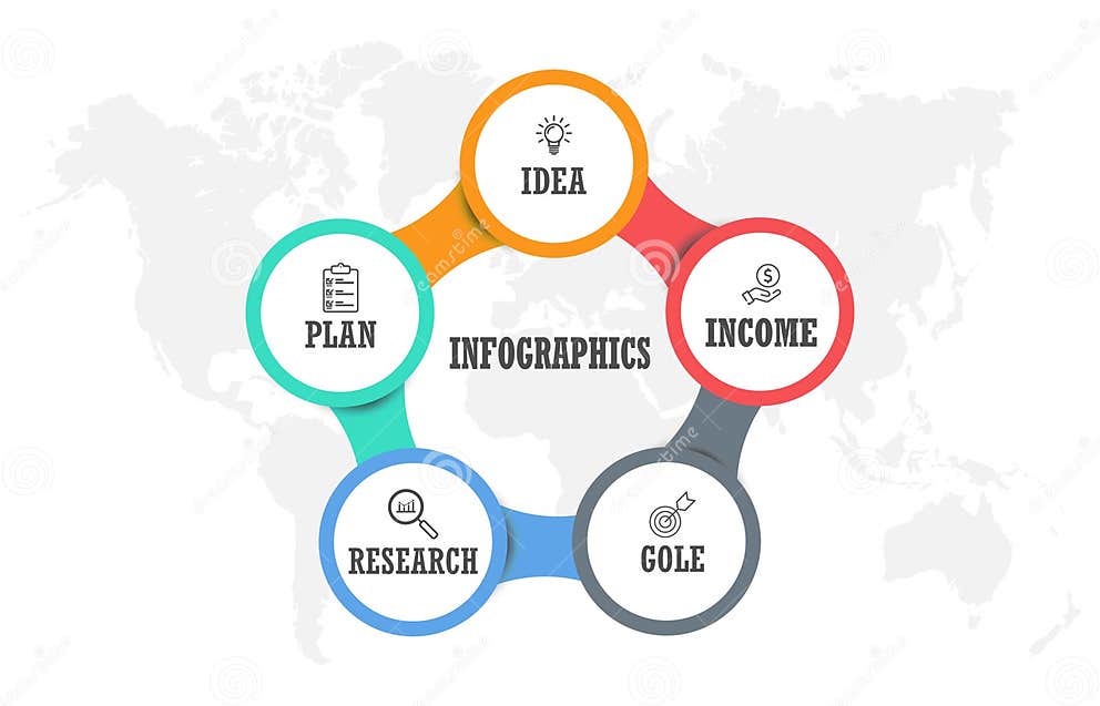 Universal Abstract Element of Chart, Graph, Diagram with 5 Steps, Stock ...