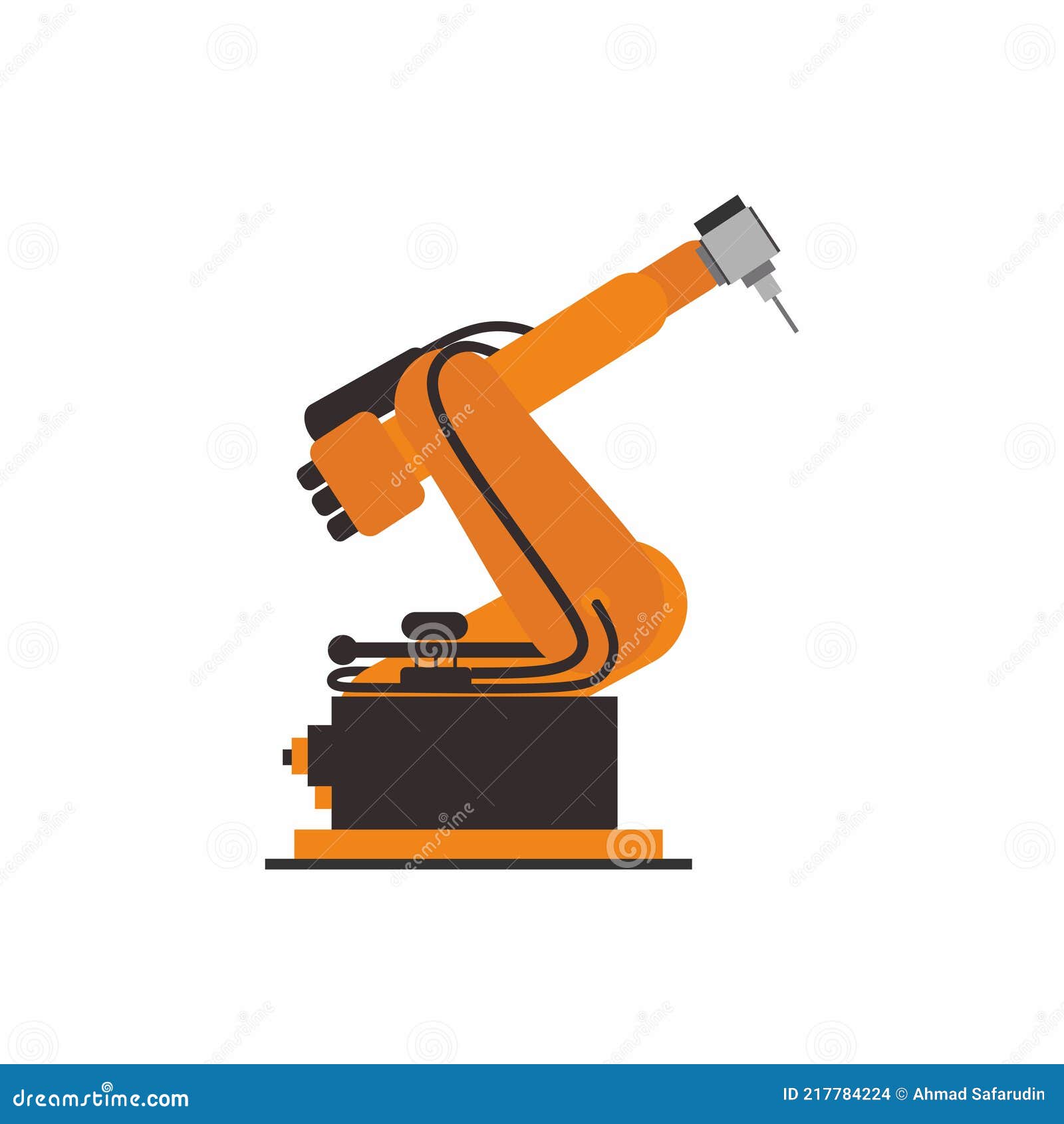 Universal Arm 3D Printer Device in Cartoon Flat Style. Manufacturing ...