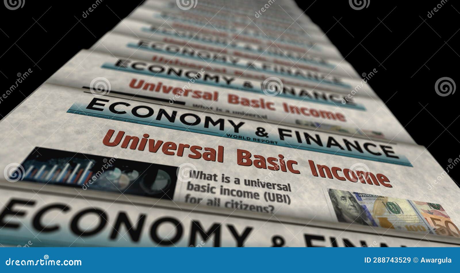 Universal Basic Income Analysis Technology Newspaper Printing Media Stock Illustration ...