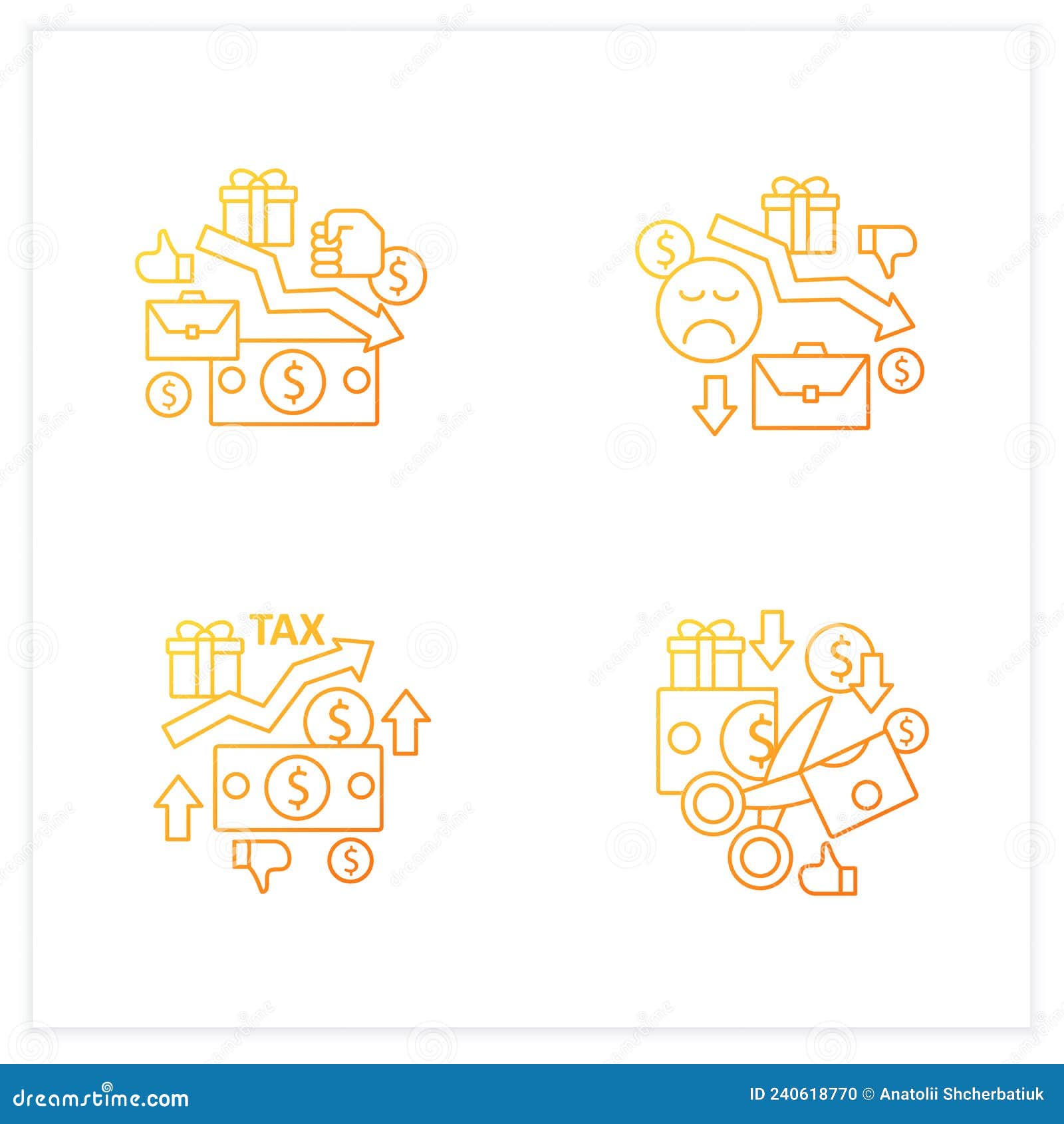 Universal Basic Income Gradient Icons Set Stock Vector - Illustration ...