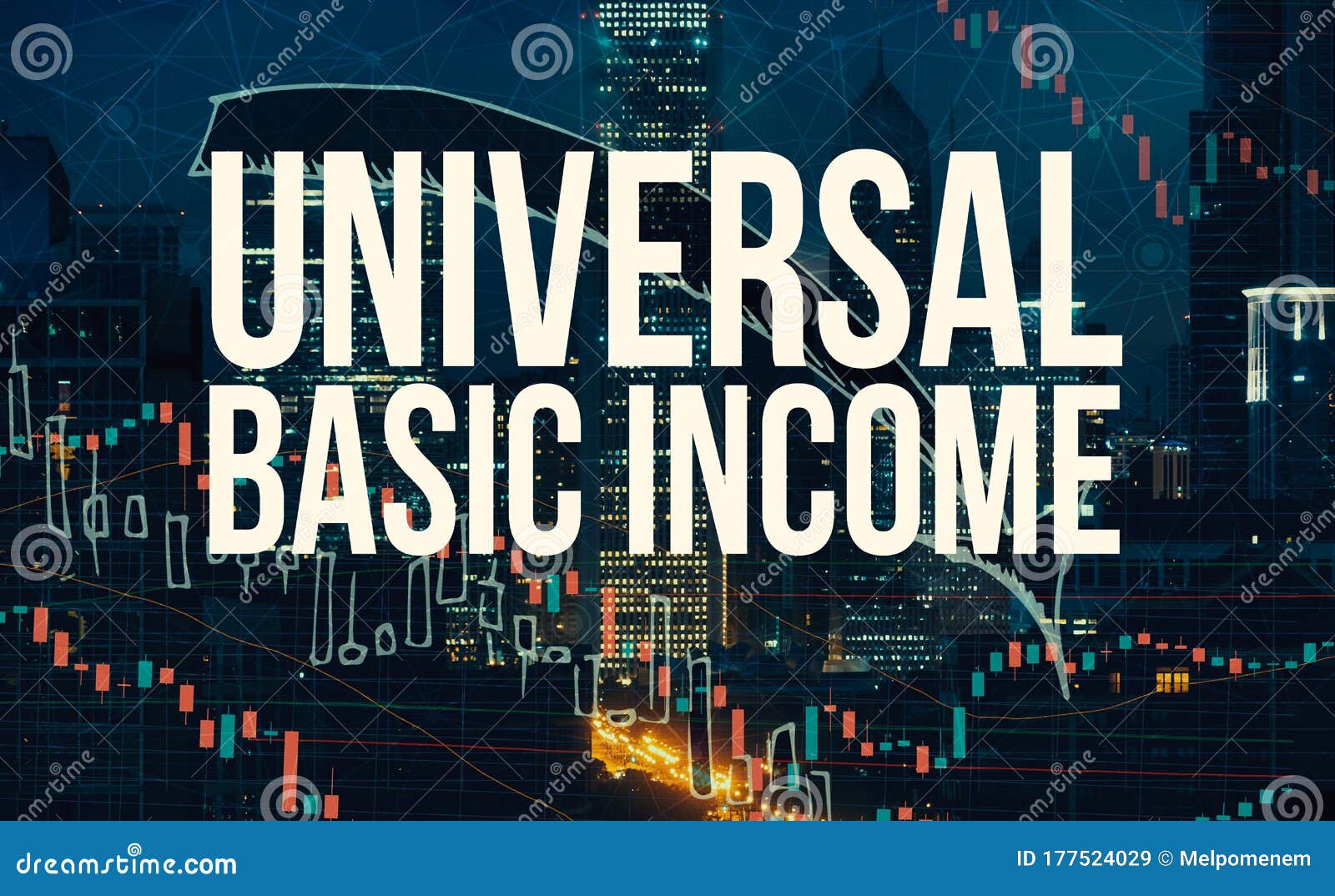 Universal Basic Income Theme with Chicago Skyscrapers Stock Image ...