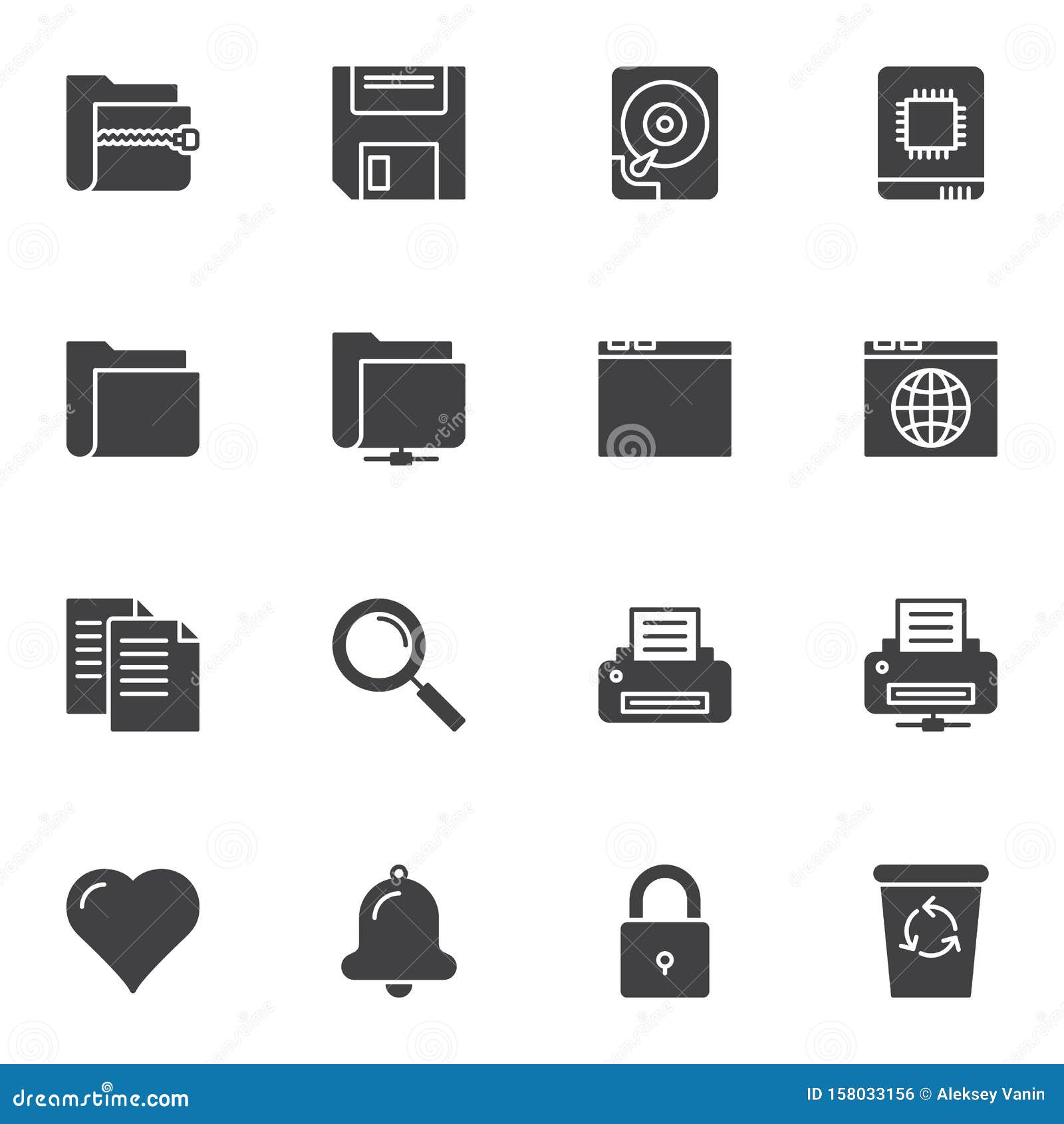 Universal Basic Vector Icons Set Stock Vector - Illustration of browser ...