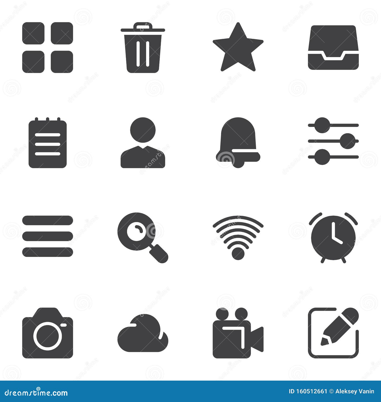 Universal Basic Vector Icons Set Stock Vector - Illustration of search ...