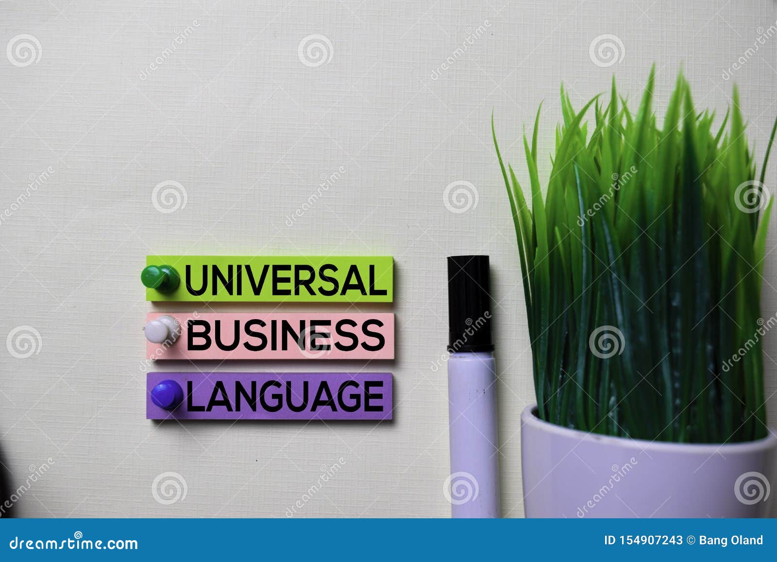 Universal Business Language Text on Sticky Notes Isolated on Office ...