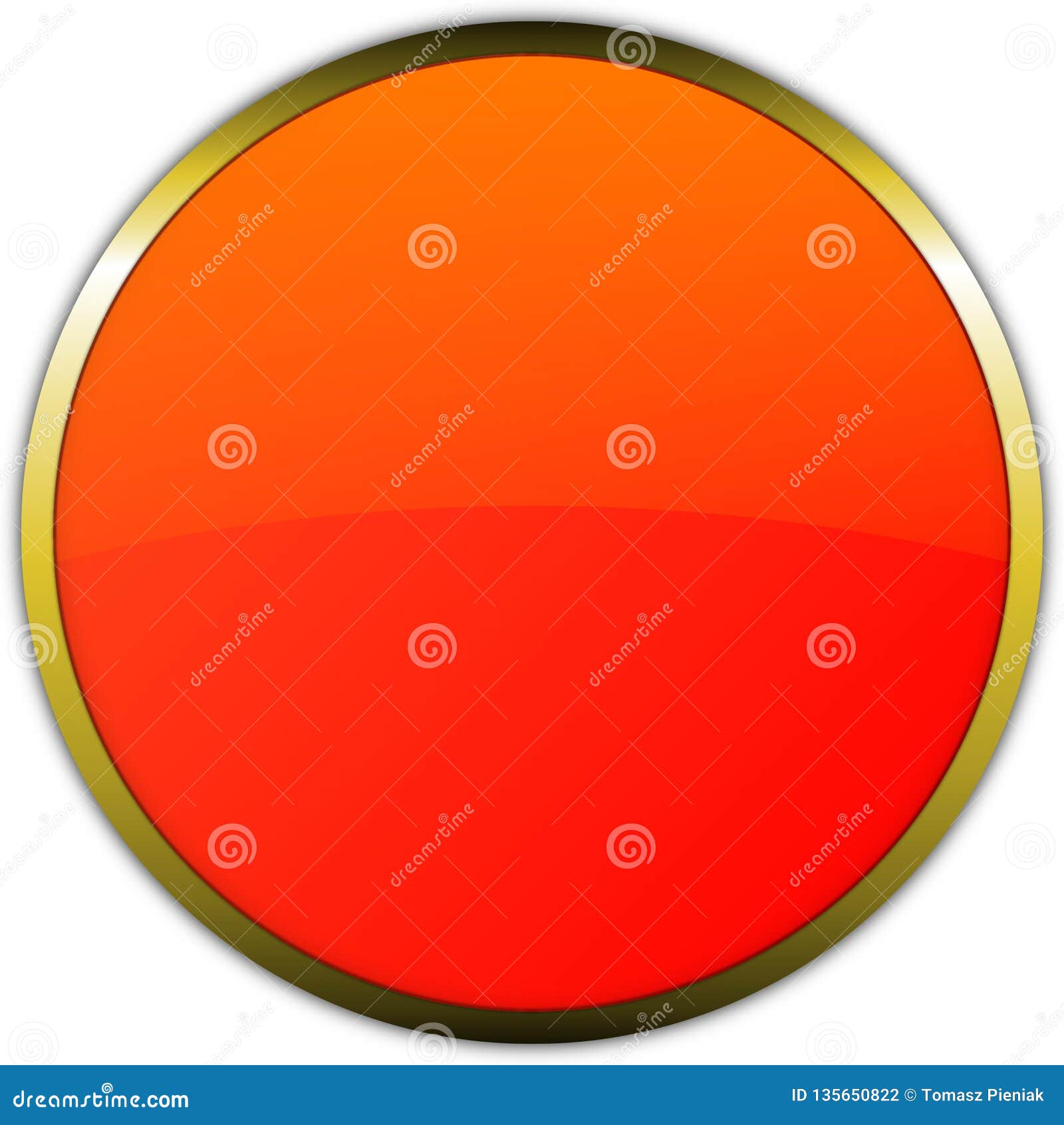 Universal Button or Icon with a Golden Border in Red Stock Illustration ...