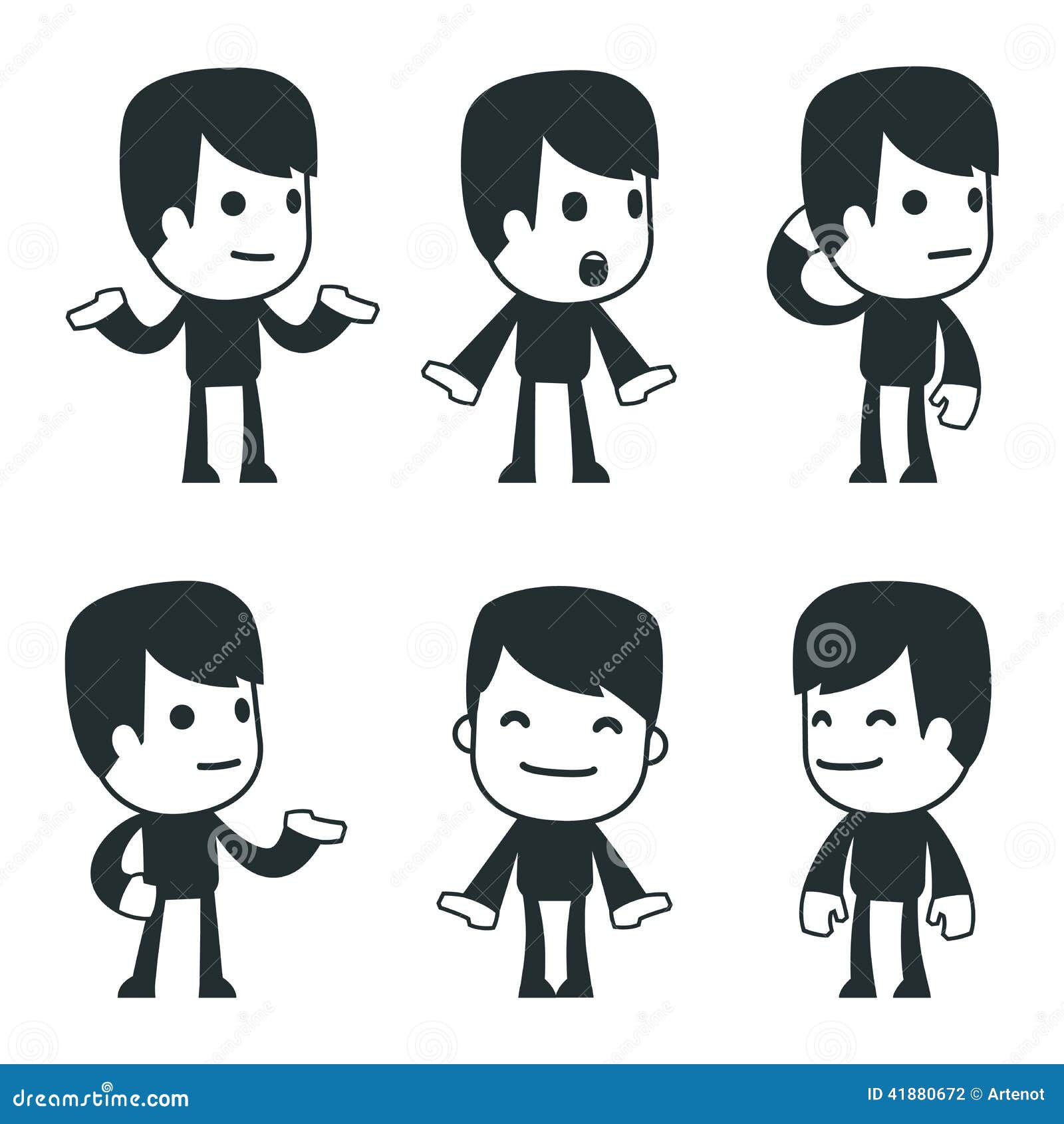 Universal Characters in Different Poses. Casual Stock Illustration ...