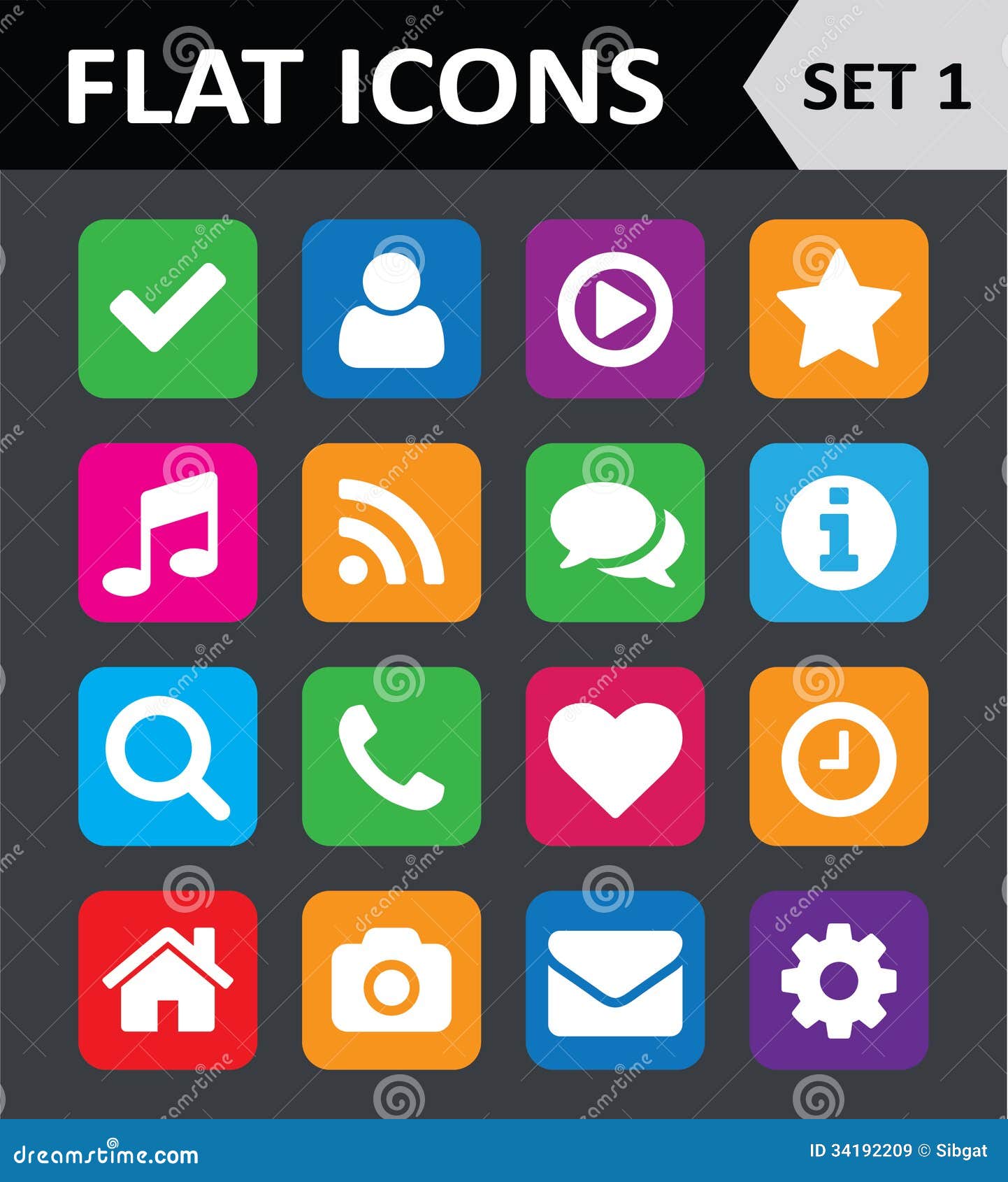 Universal Colorful Flat Icons. Stock Vector - Illustration of modern ...