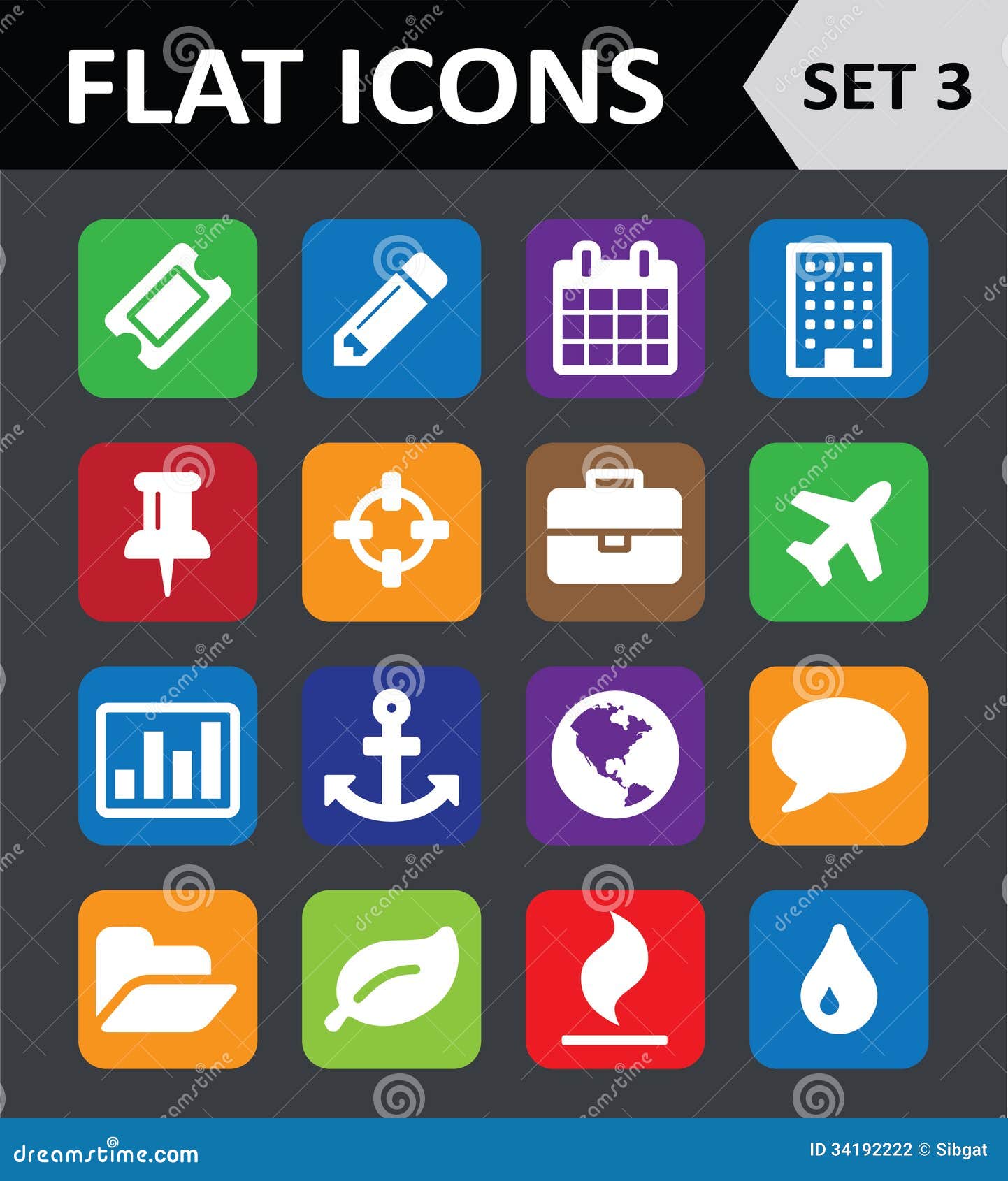 Universal Colorful Flat Icons. Stock Vector - Illustration of interface ...