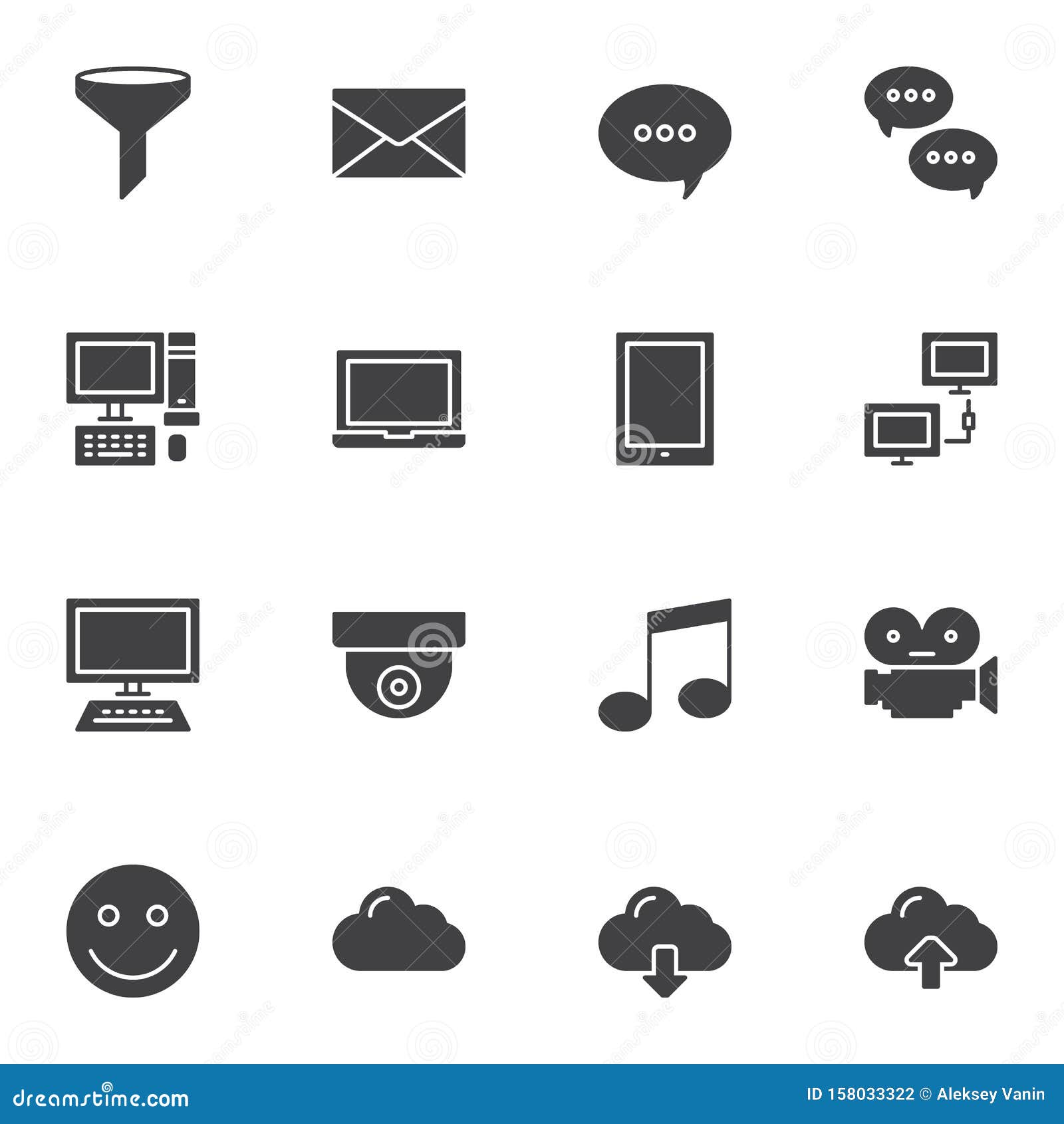 Universal Computer Vector Icons Set Stock Vector - Illustration of pack ...