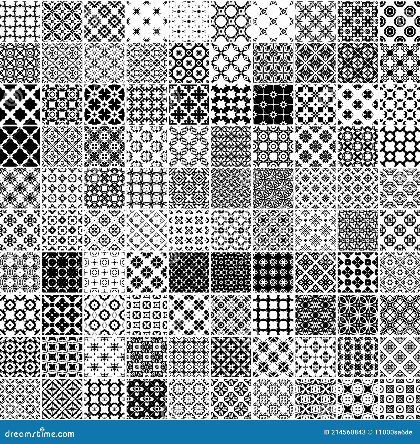 100 Universal Different Geometric Seamless Patterns. Endless Vector Texture Can Be Used for ...