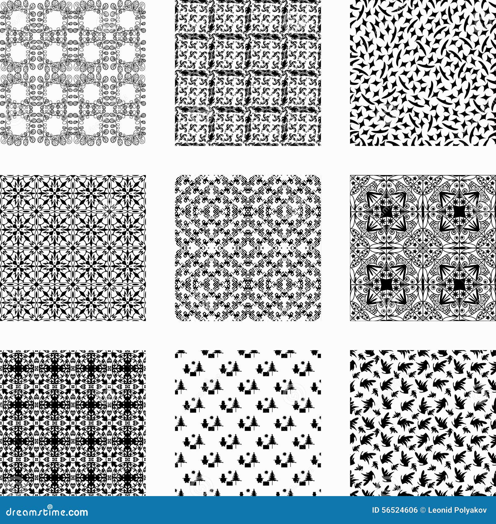 9 Universal Different Vector Seamless Patterns Stock Vector ...