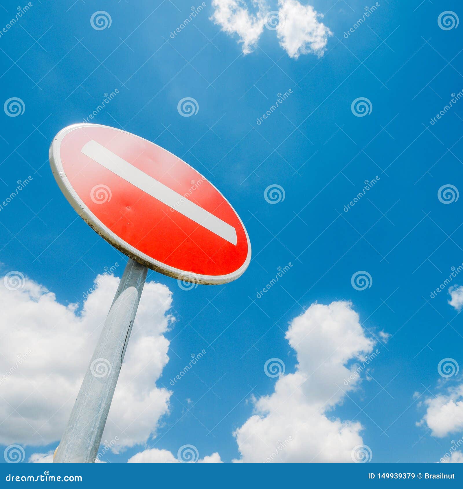 Universal Do Not Enter Sign, with Copy Space and Blue Sky Stock Image ...