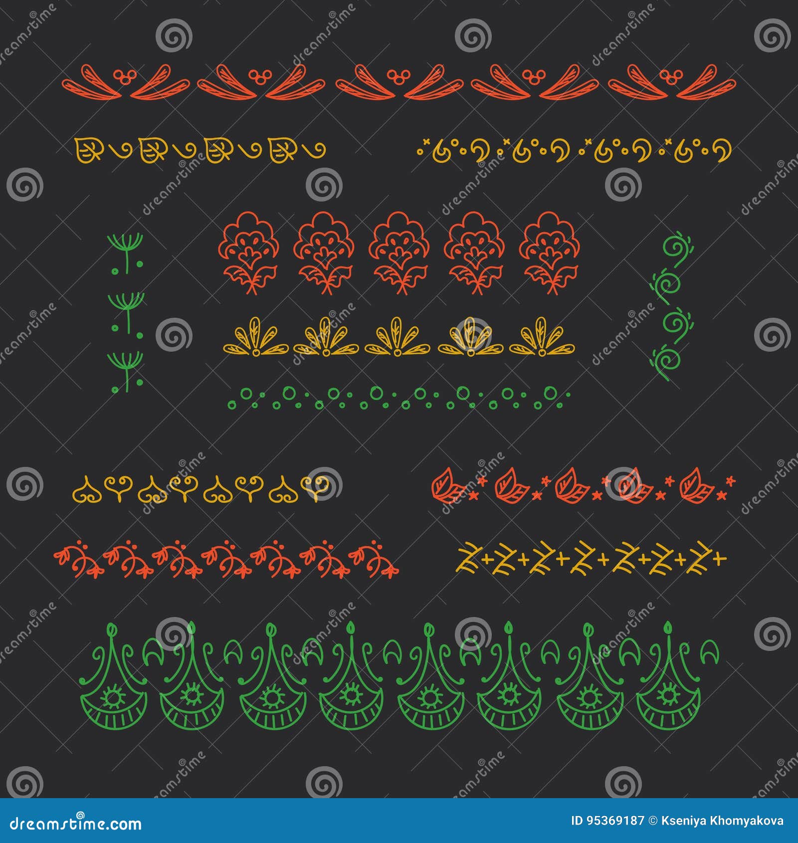 Universal Element for Border Stock Vector - Illustration of floral ...