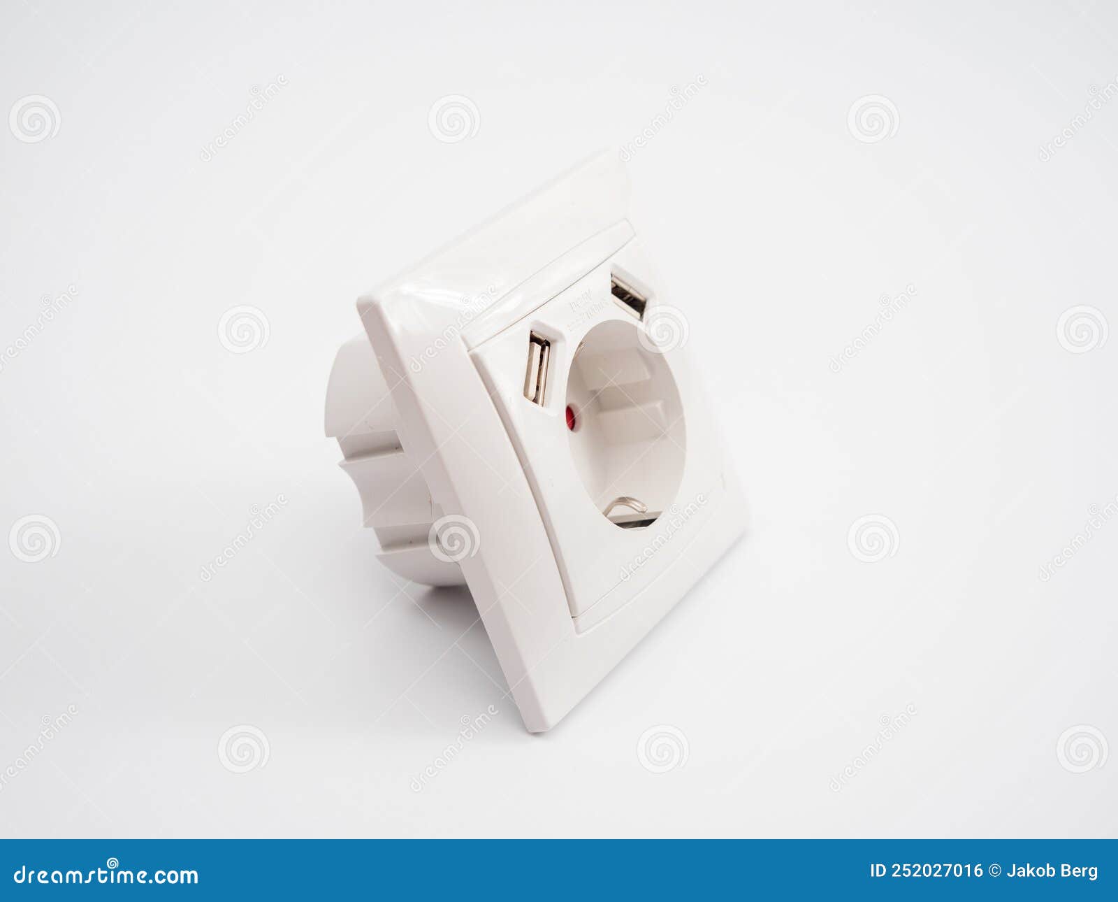 Universal European Standard Socket with Two Usb Connectors on a White ...