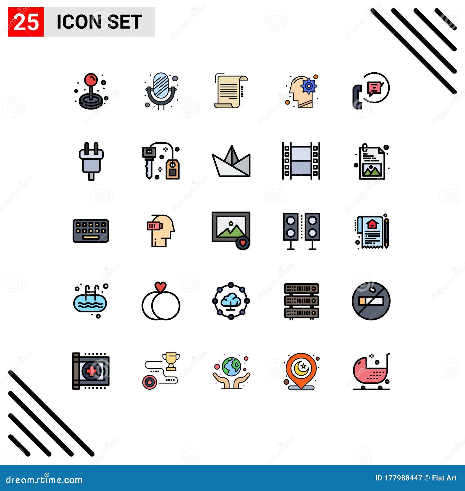 25 Universal Filled Line Flat Color Signs Symbols of Solution, Mind ...