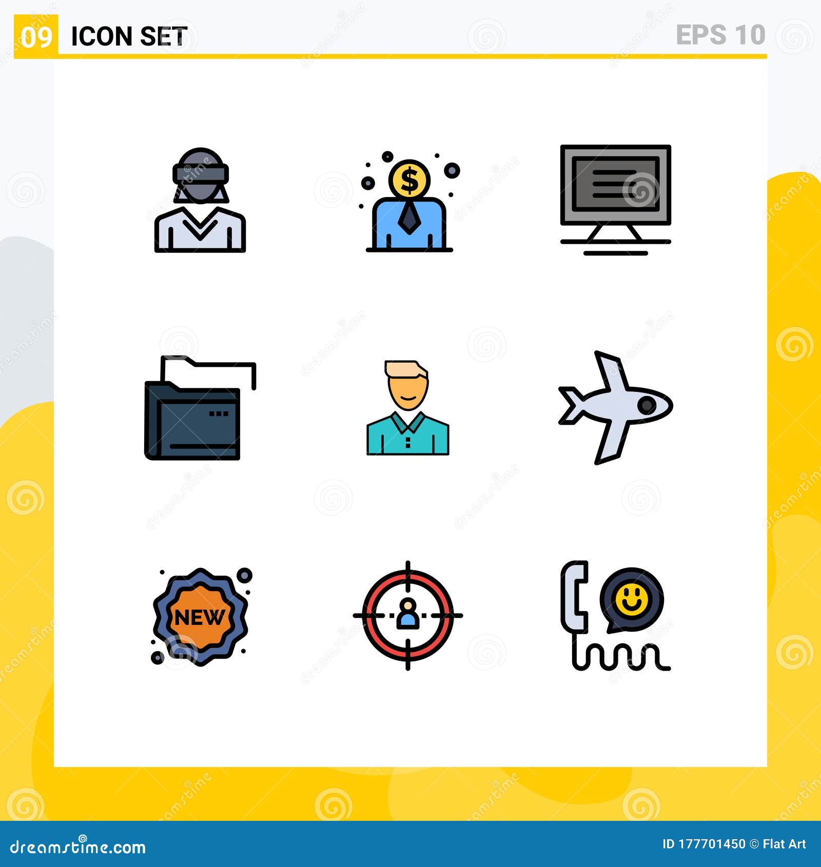 9 Universal Filledline Flat Colors Set for Web and Mobile Applications ...