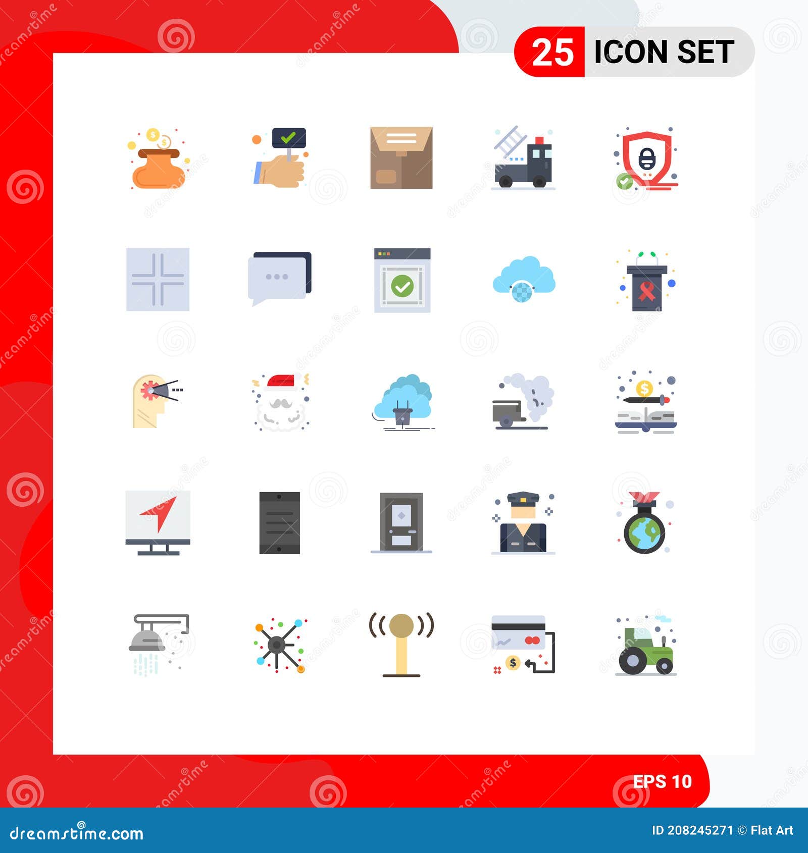 25 Universal Flat Color Signs Symbols of Arrows, Security, E ...