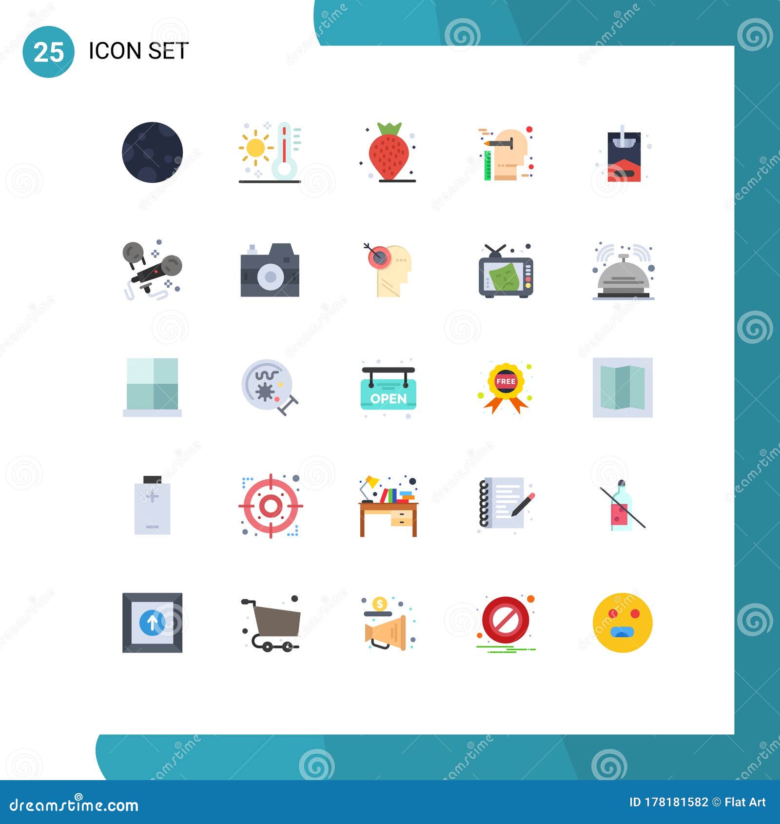 25 Universal Flat Color Signs Symbols of Hobbies, Mind, Berry, Scale ...