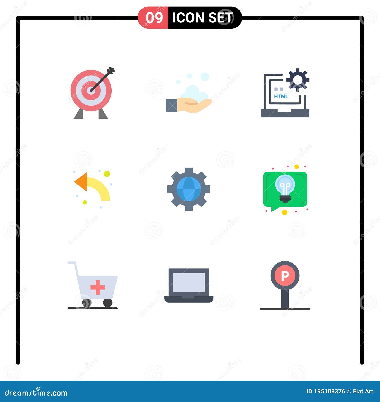 9 Universal Flat Color Signs Symbols of Up, Curved, Code, Arrows, Html ...