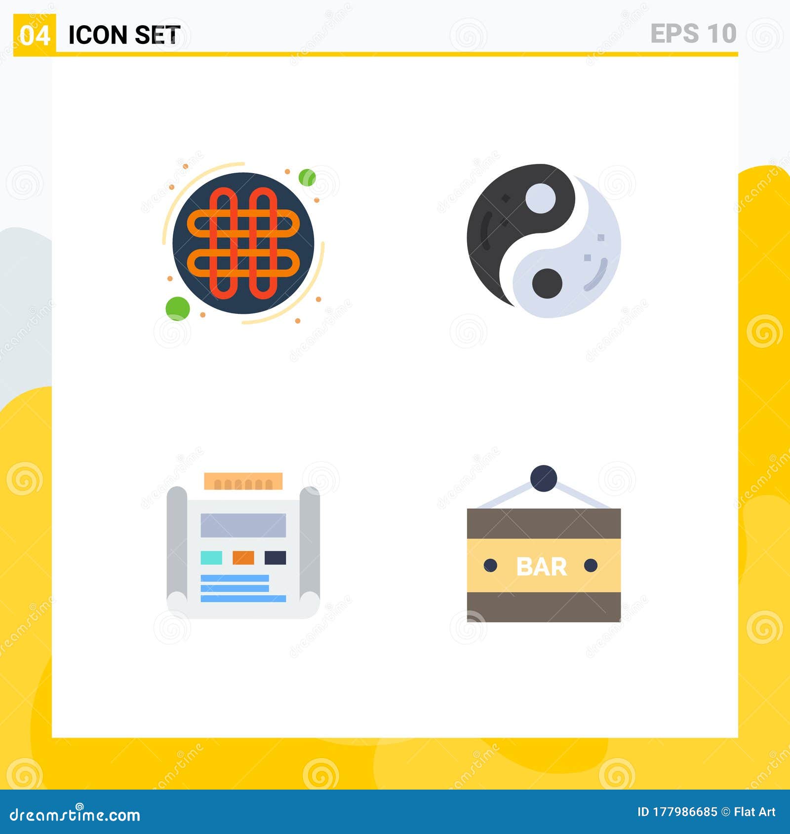 4 Universal Flat Icon Signs Symbols of Celtic Knot, Blueprint, Knot ...