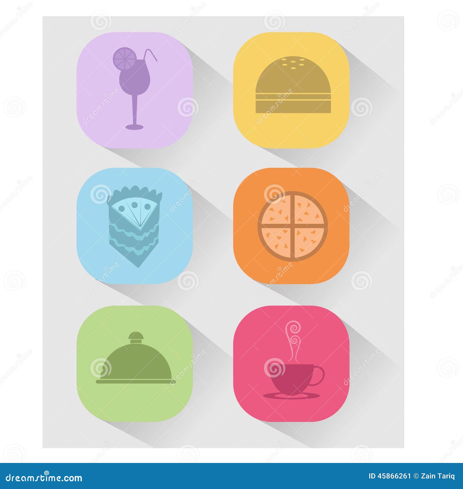 Universal Flat Icons of Food Stock Vector - Illustration of food ...