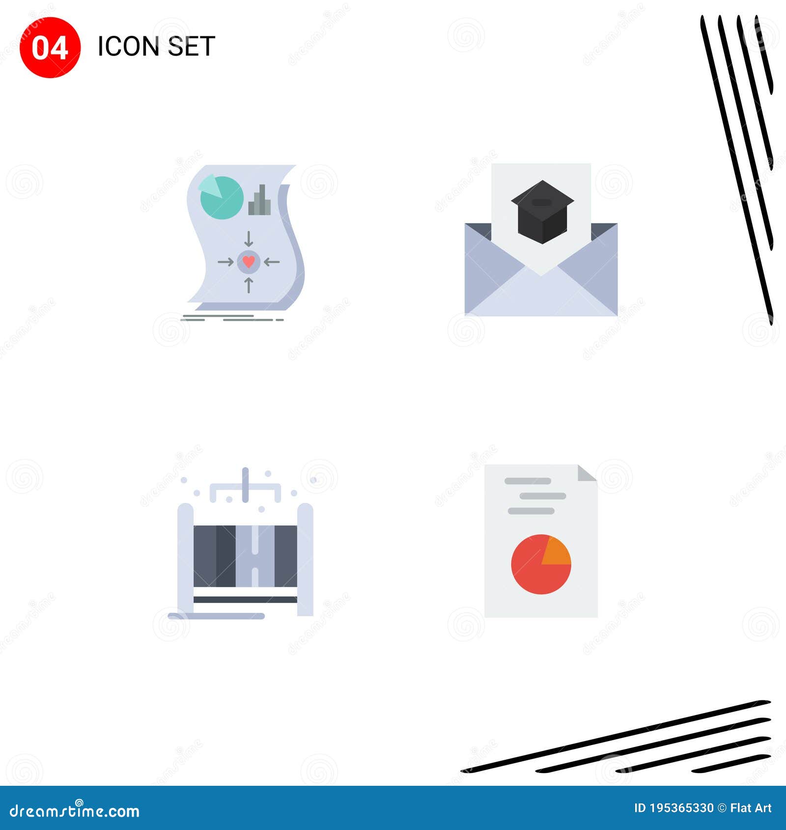 4 Universal Flat Icon Signs Symbols of Estimation, Letter, Response ...