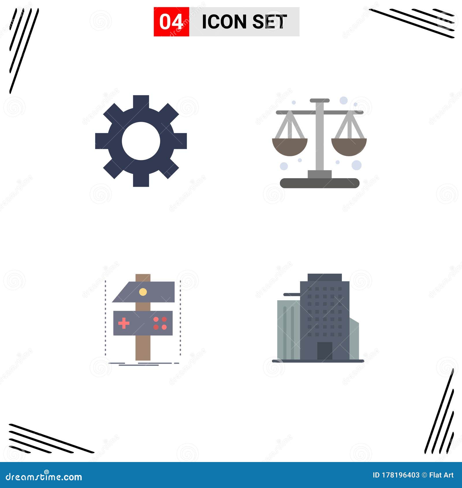4 Universal Flat Icons Set for Web and Mobile Applications Gear ...