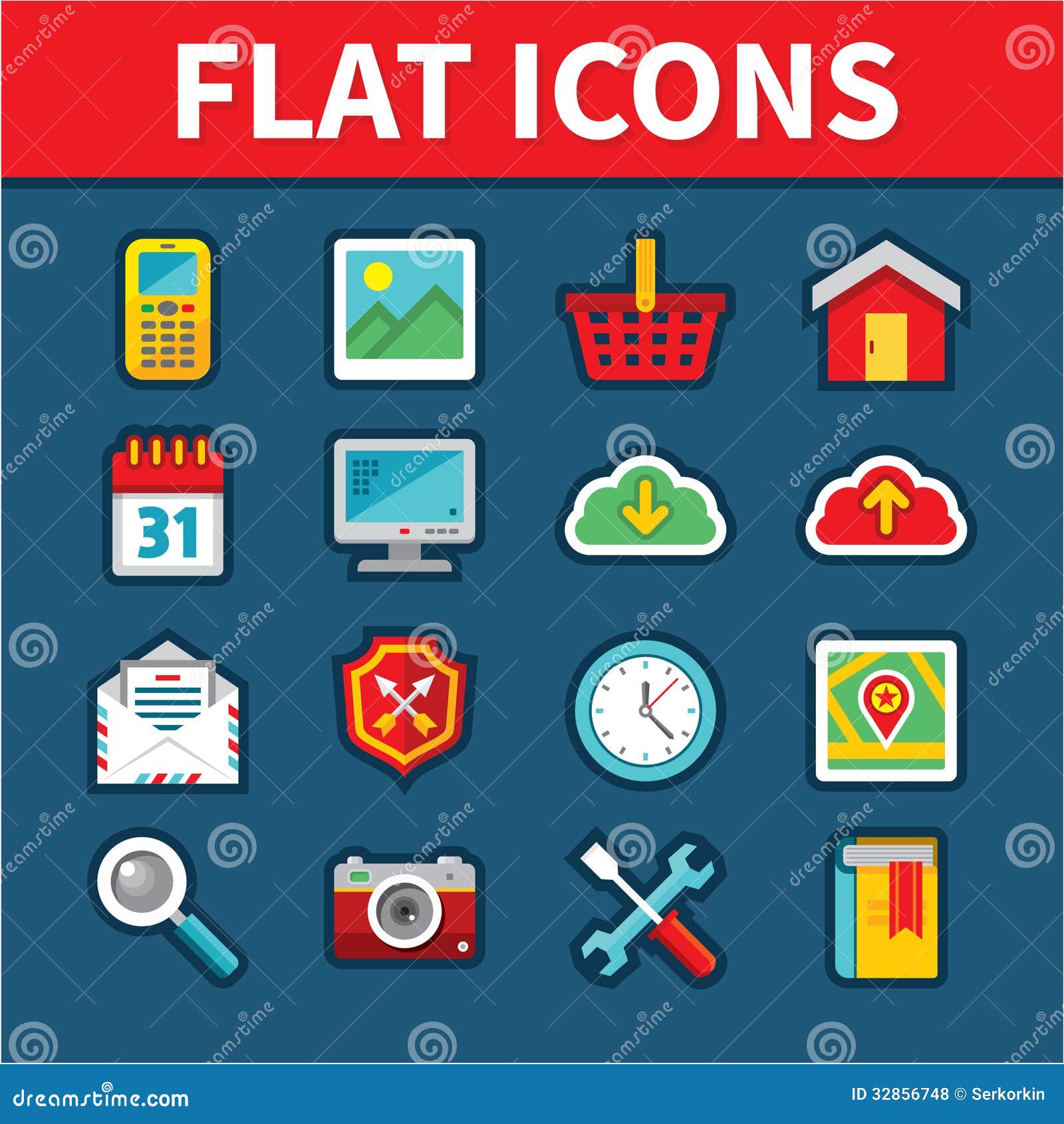 Universal Flat Icons for Web and Mobile Applications Stock Vector ...