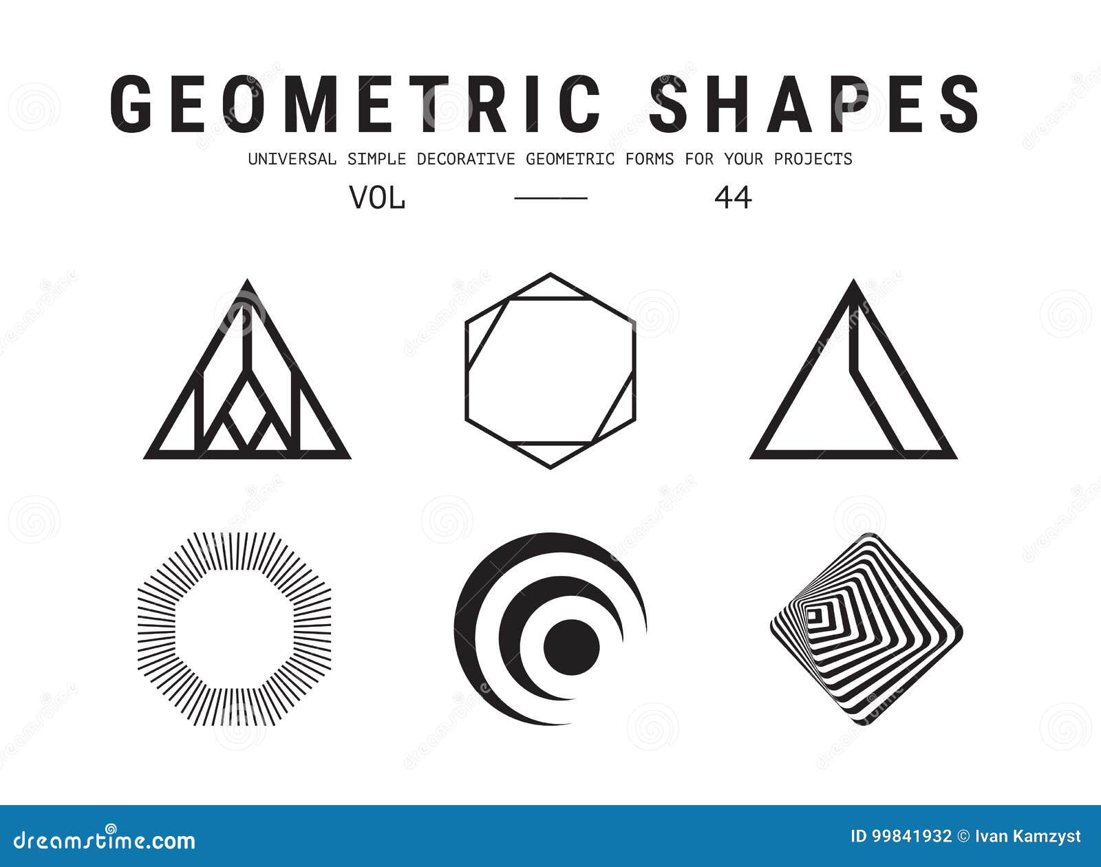 Universal Geometric Shapes Set Stock Vector - Illustration of linear ...