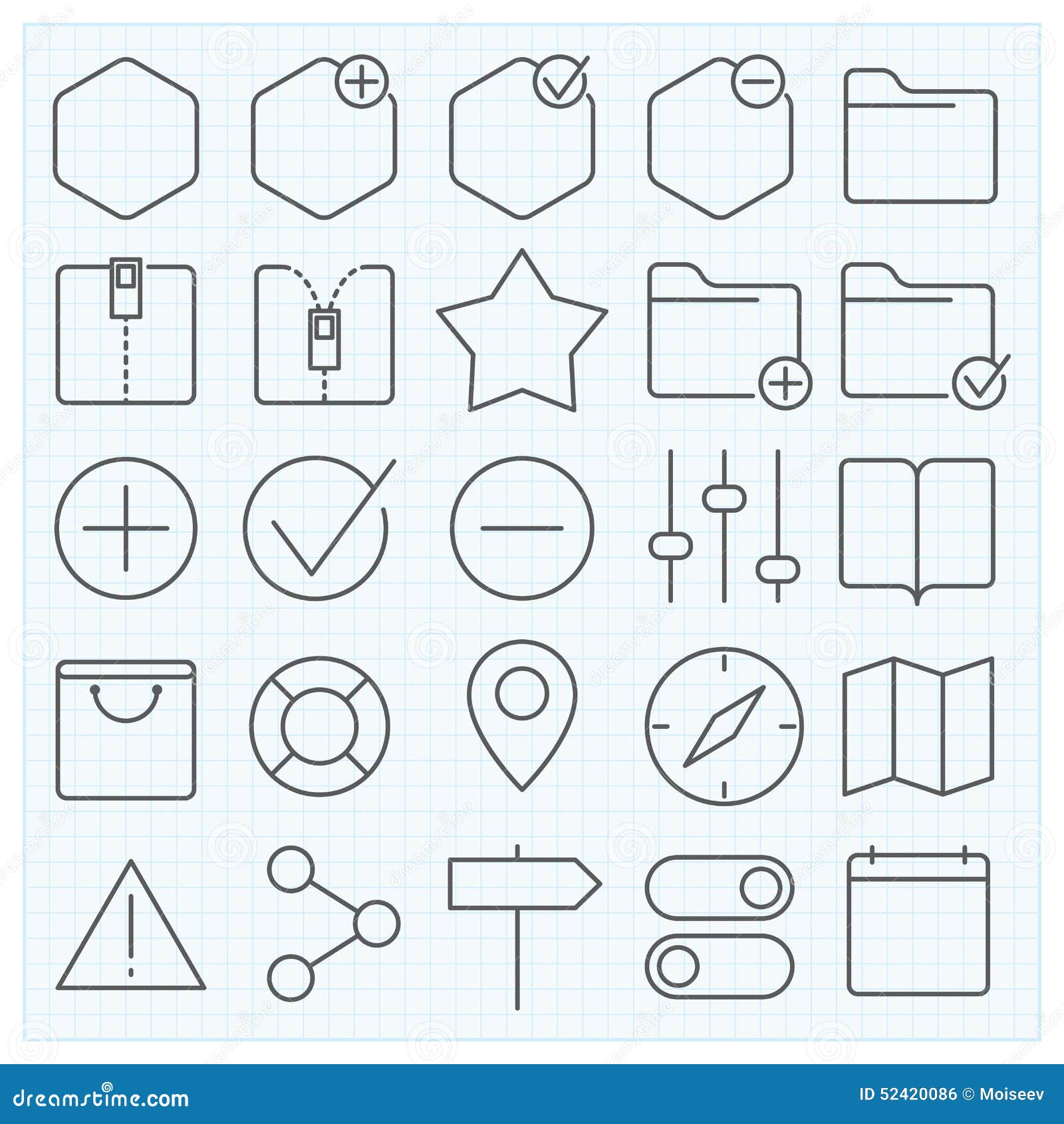 Universal GUI icons set stock vector. Illustration of navigation - 52420086