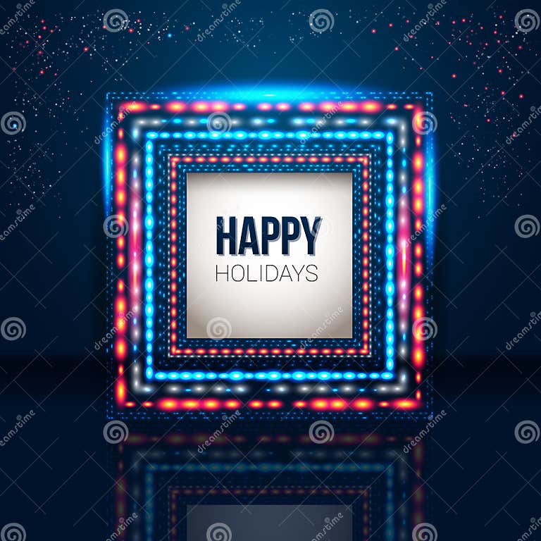 Universal Holiday Frame Made of Lights. Stock Vector - Illustration of ...