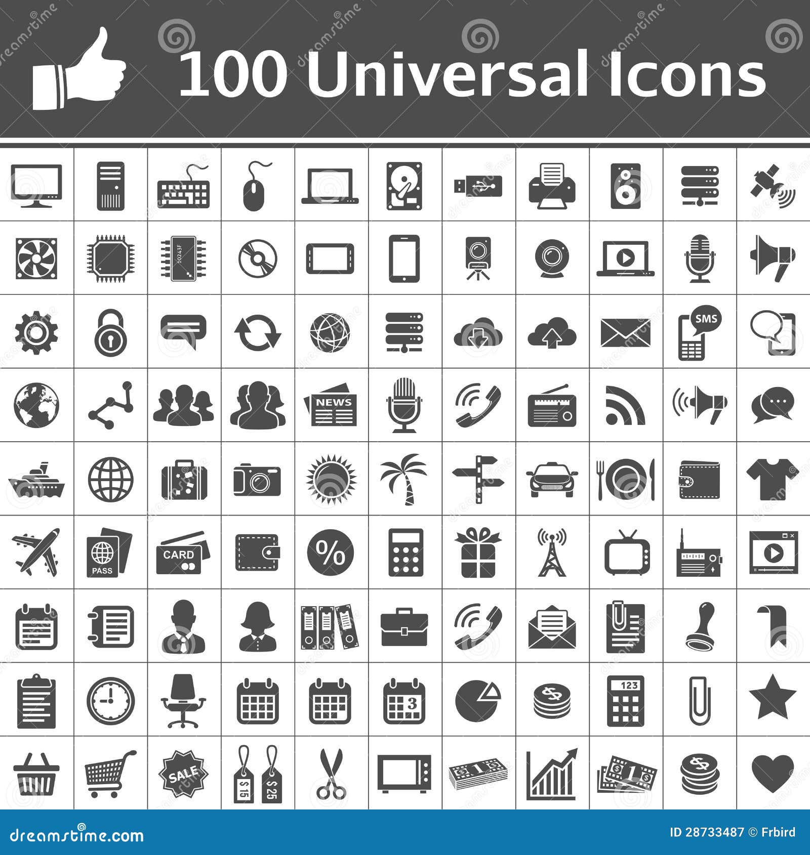 Universal Icon Set. 100 Icons Stock Vector - Illustration of internet ...
