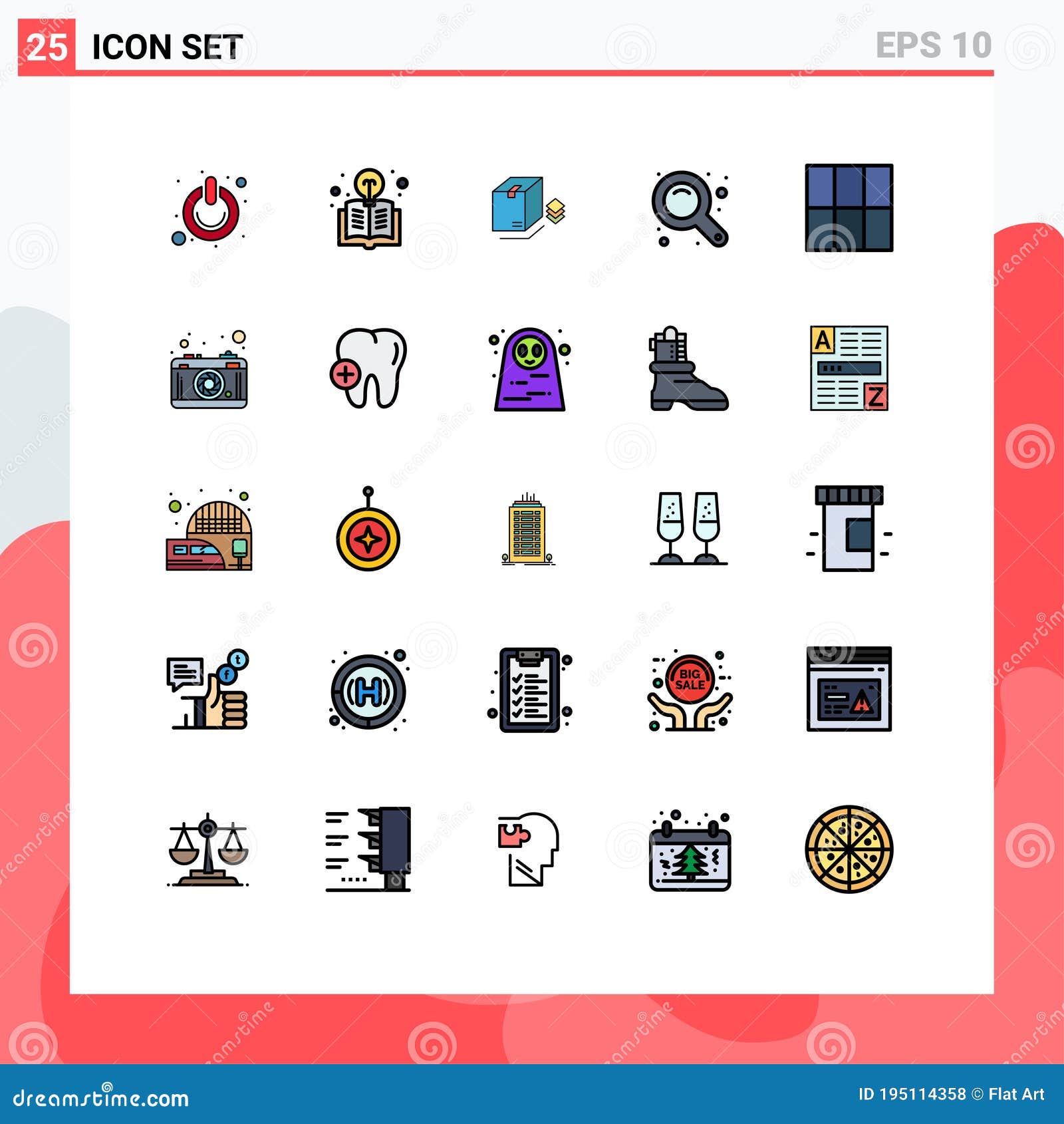 Universal Icon Symbols Group of 25 Modern Filled Line Flat Colors of ...