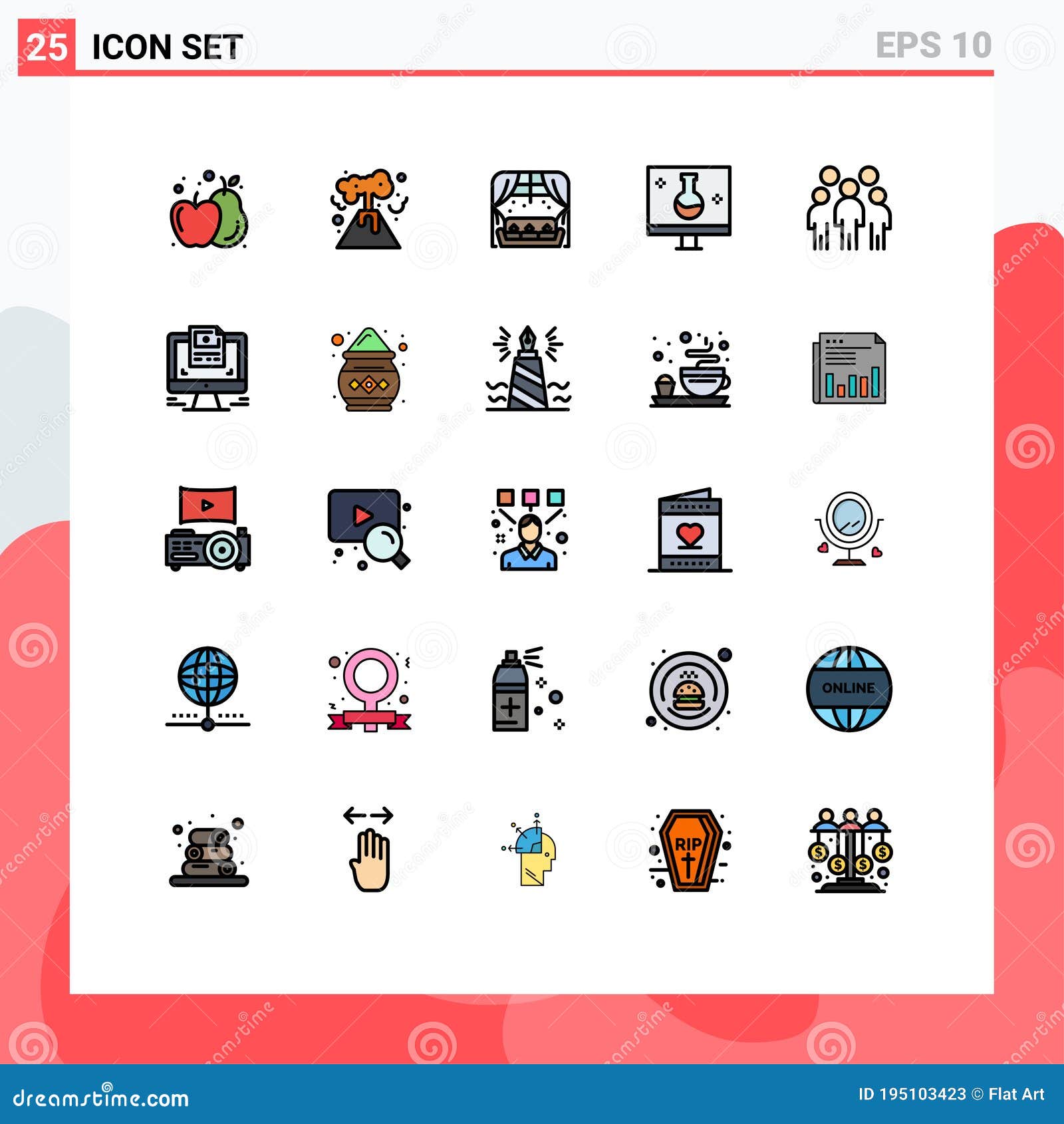 Universal Icon Symbols Group of 25 Modern Filled Line Flat Colors of ...