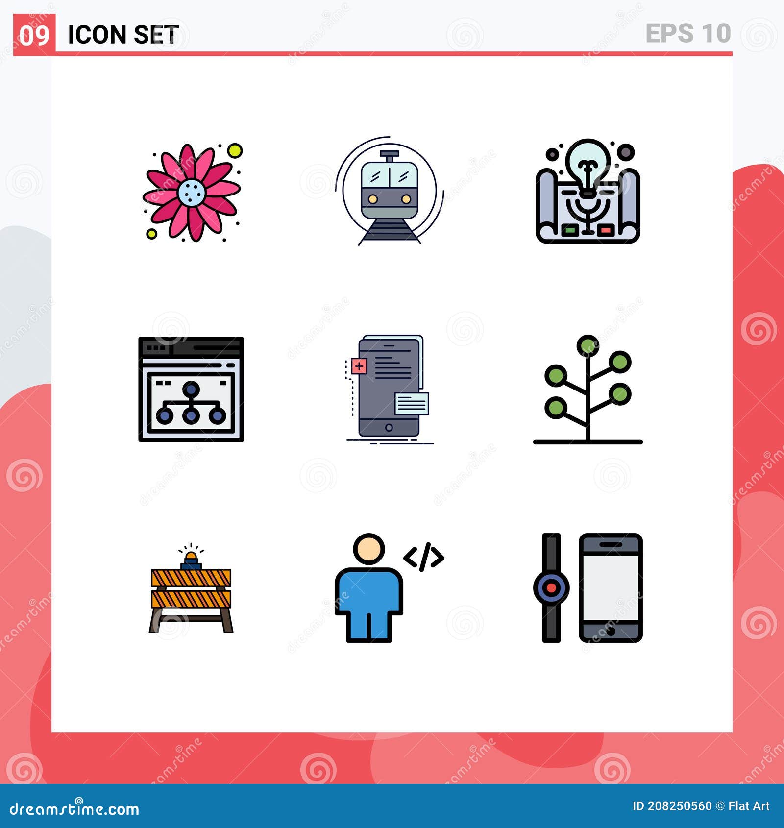 Universal Icon Symbols Group of 9 Modern Filledline Flat Colors of ...