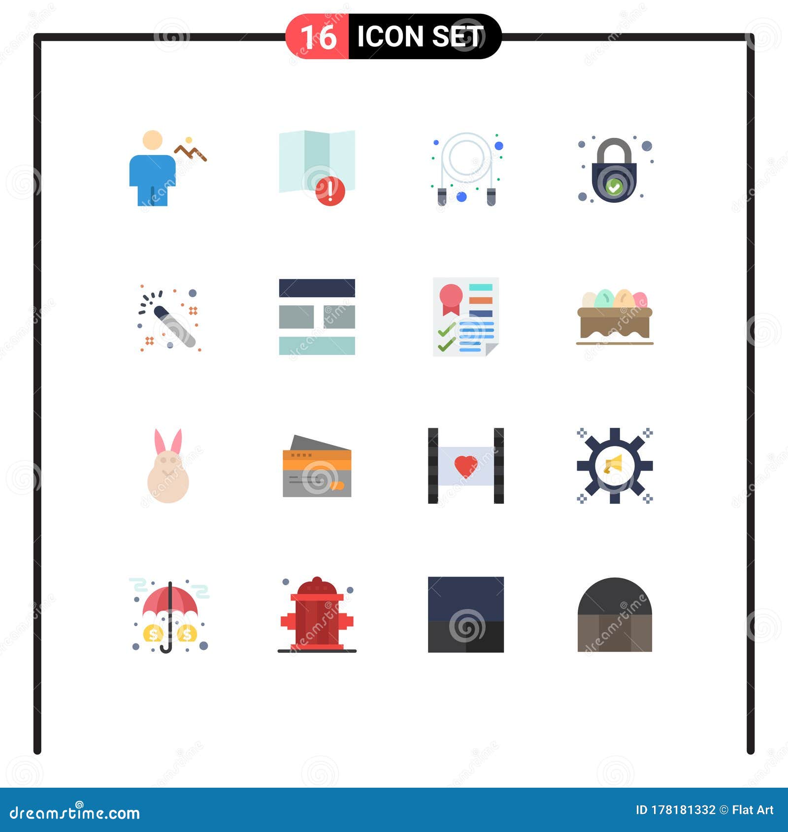 Universal Icon Symbols Group of 16 Modern Flat Colors of Wizard ...
