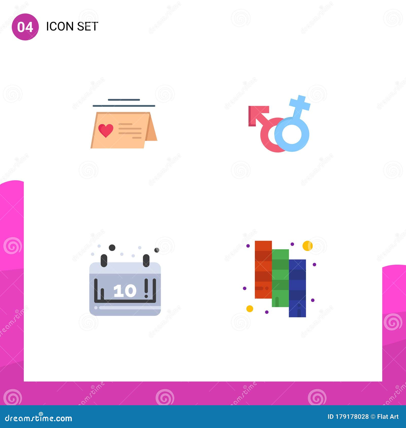 Universal Icon Symbols Group of 4 Modern Flat Icons of Calendar ...