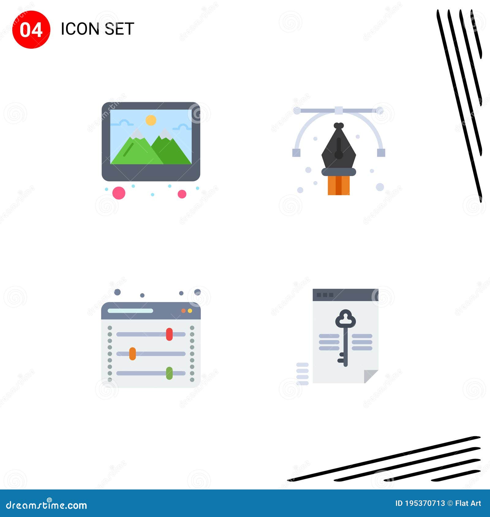 4 Flat Icon Concept for Websites Mobile and Apps Frame, Web Options ...