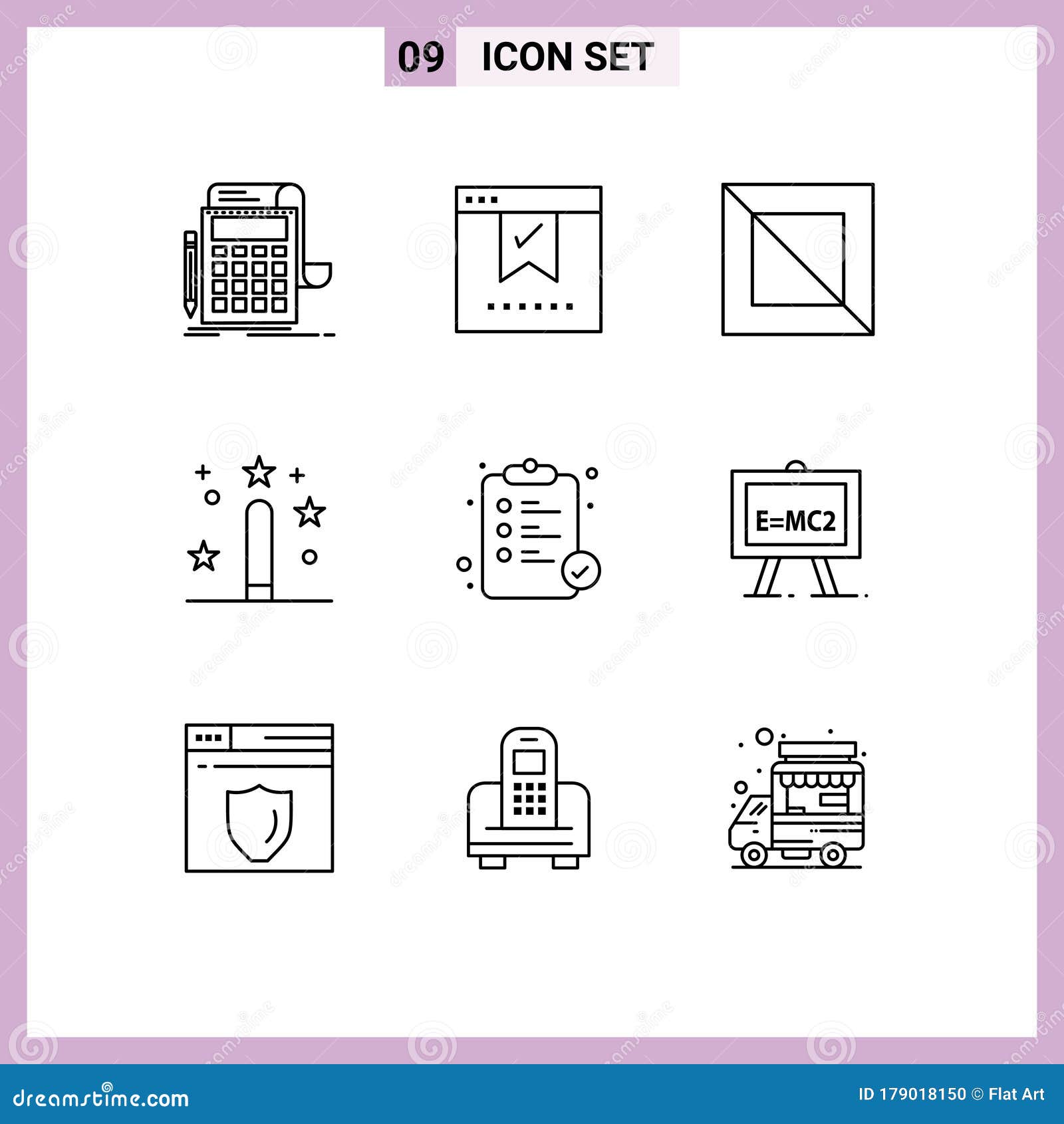 Universal Icon Symbols Group of 9 Modern Outlines of Programing ...