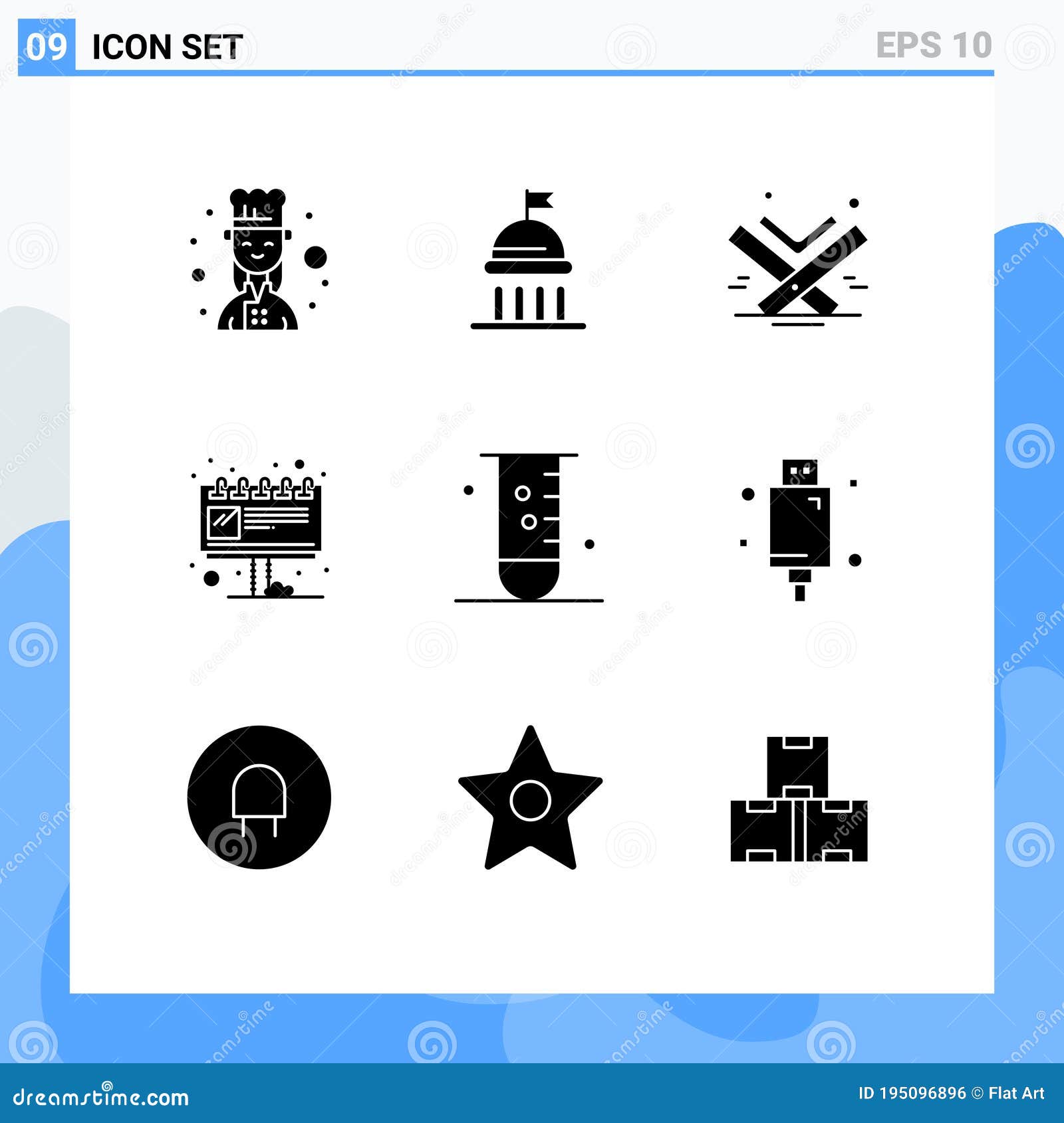 Universal Icon Symbols Group of 9 Modern Solid Glyphs of Biology ...